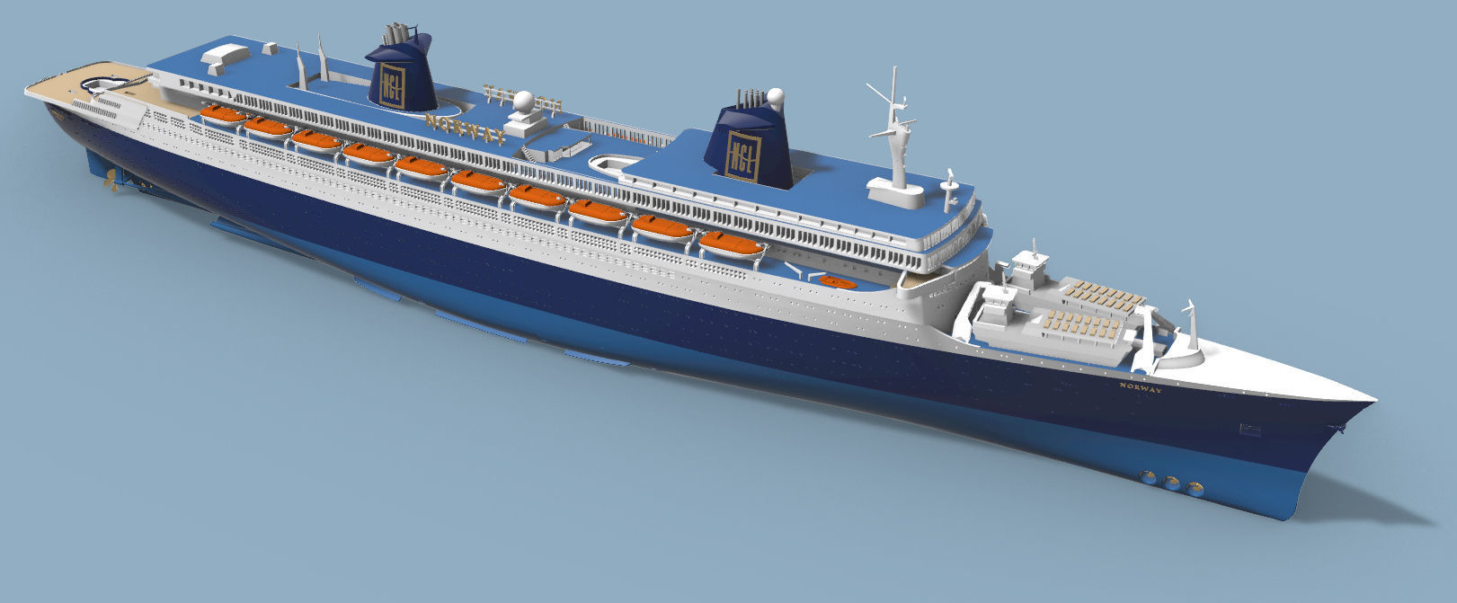 SS NORWAY cruise ship - final years version - full and waterline 3D ...