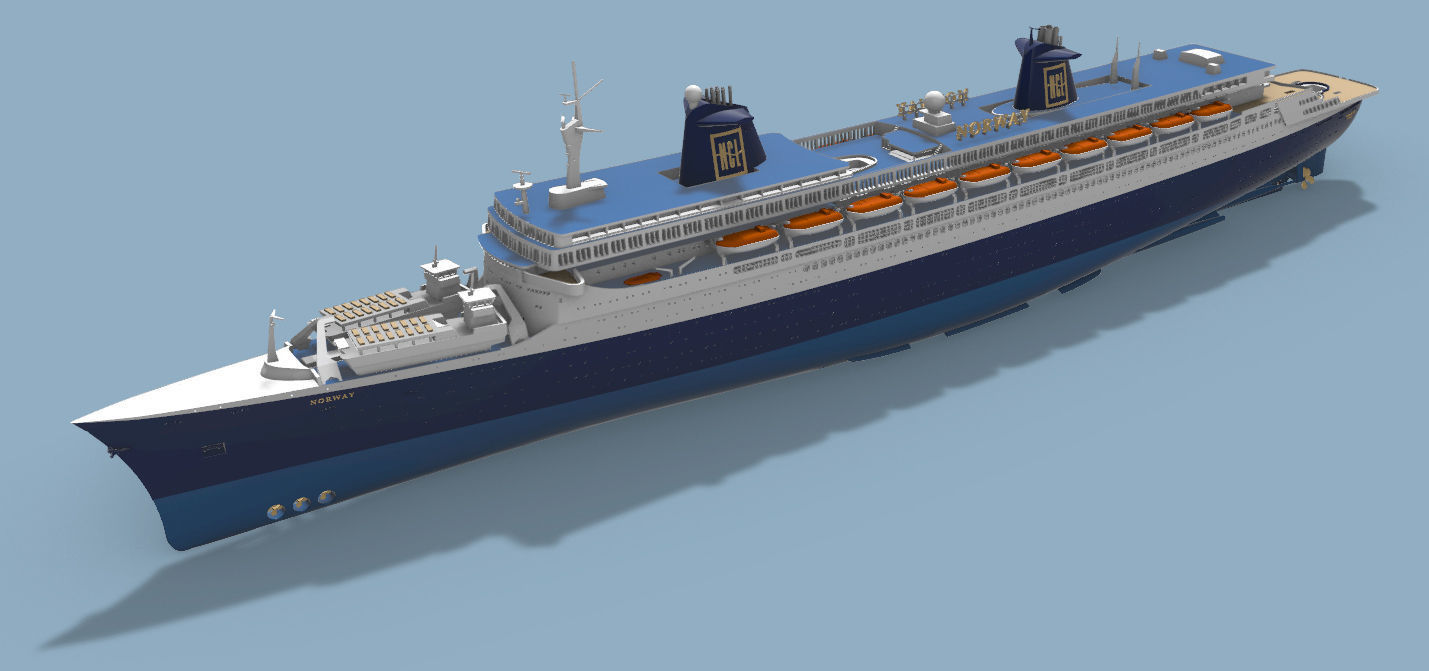 SS NORWAY cruise ship - final years version - full and waterline 3D ...