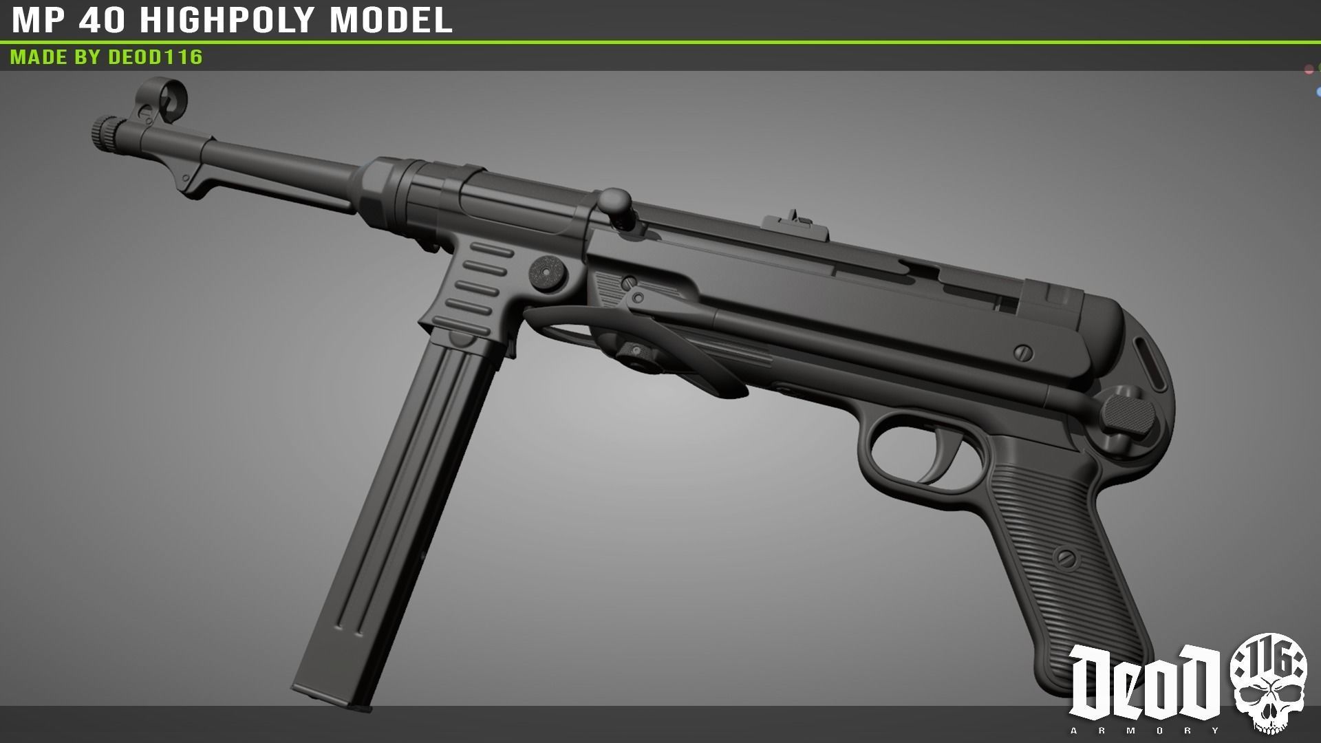 MP 40 Highpoly model 3D model | CGTrader