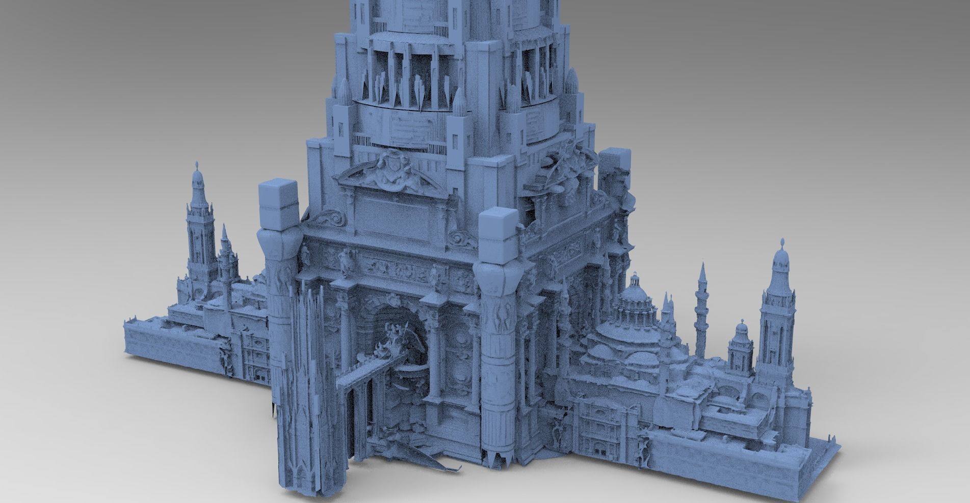 Fantasy Art Deco New York Art Deco Bridges Towers advanced 3D model ...