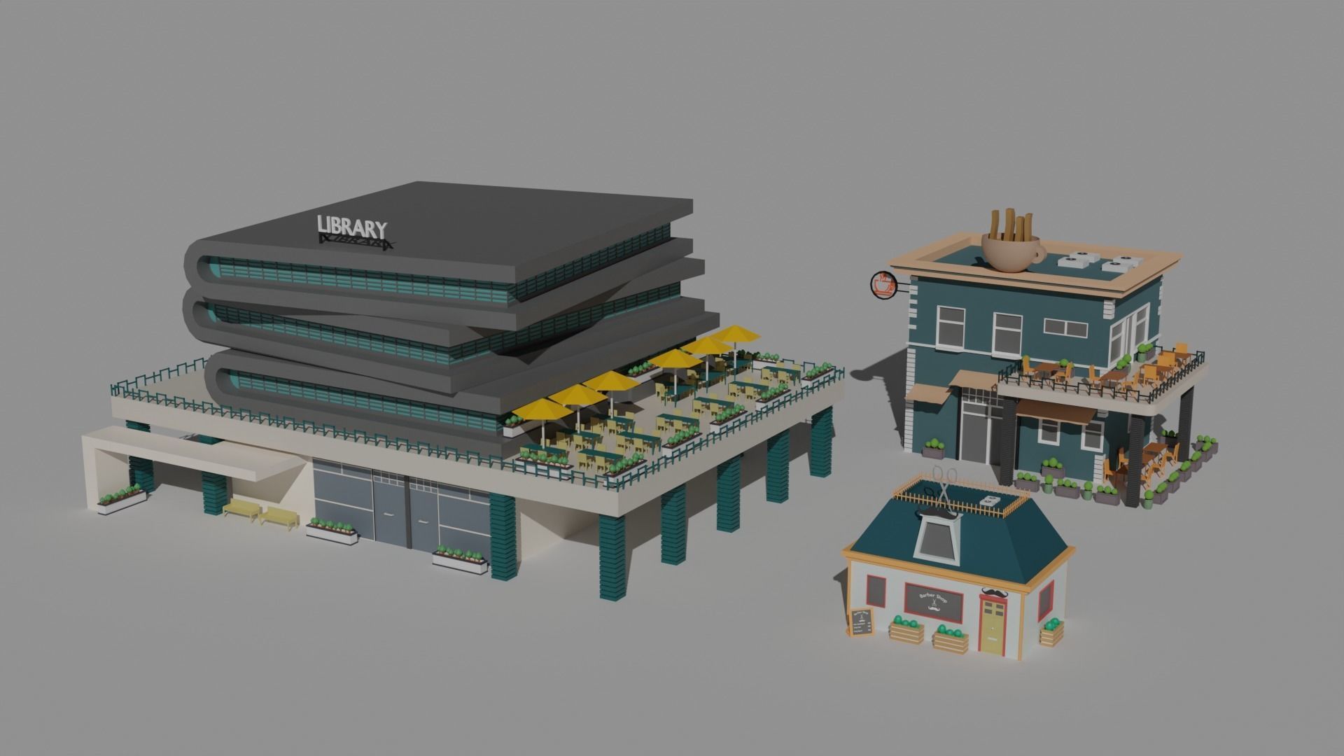 3D Model Collection Low Poly Set of Three VR / AR / low-poly | CGTrader