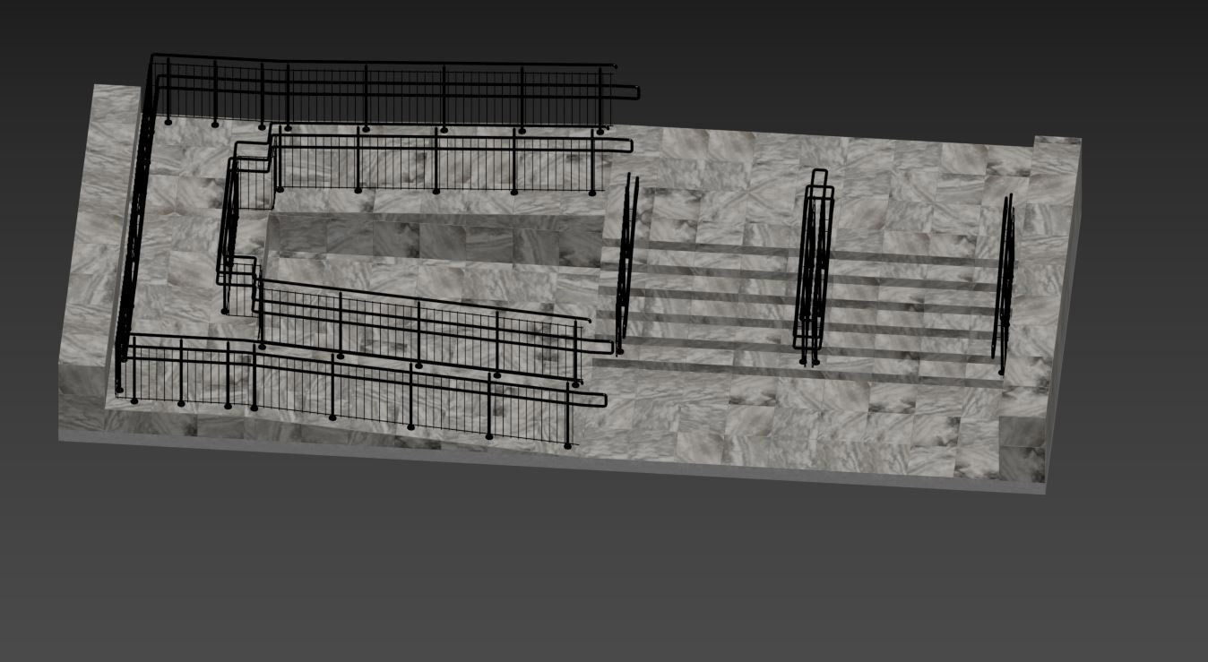 Stairs with ramp 3D model | CGTrader
