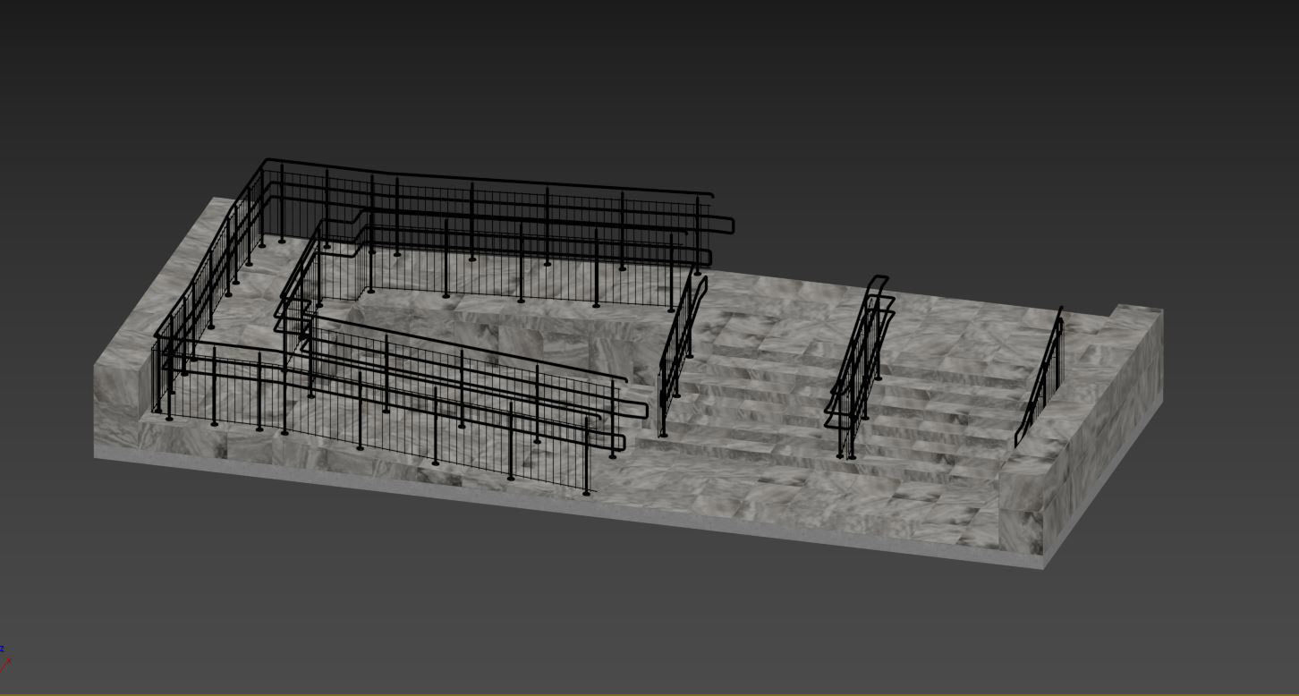 Stairs with ramp 3D model | CGTrader
