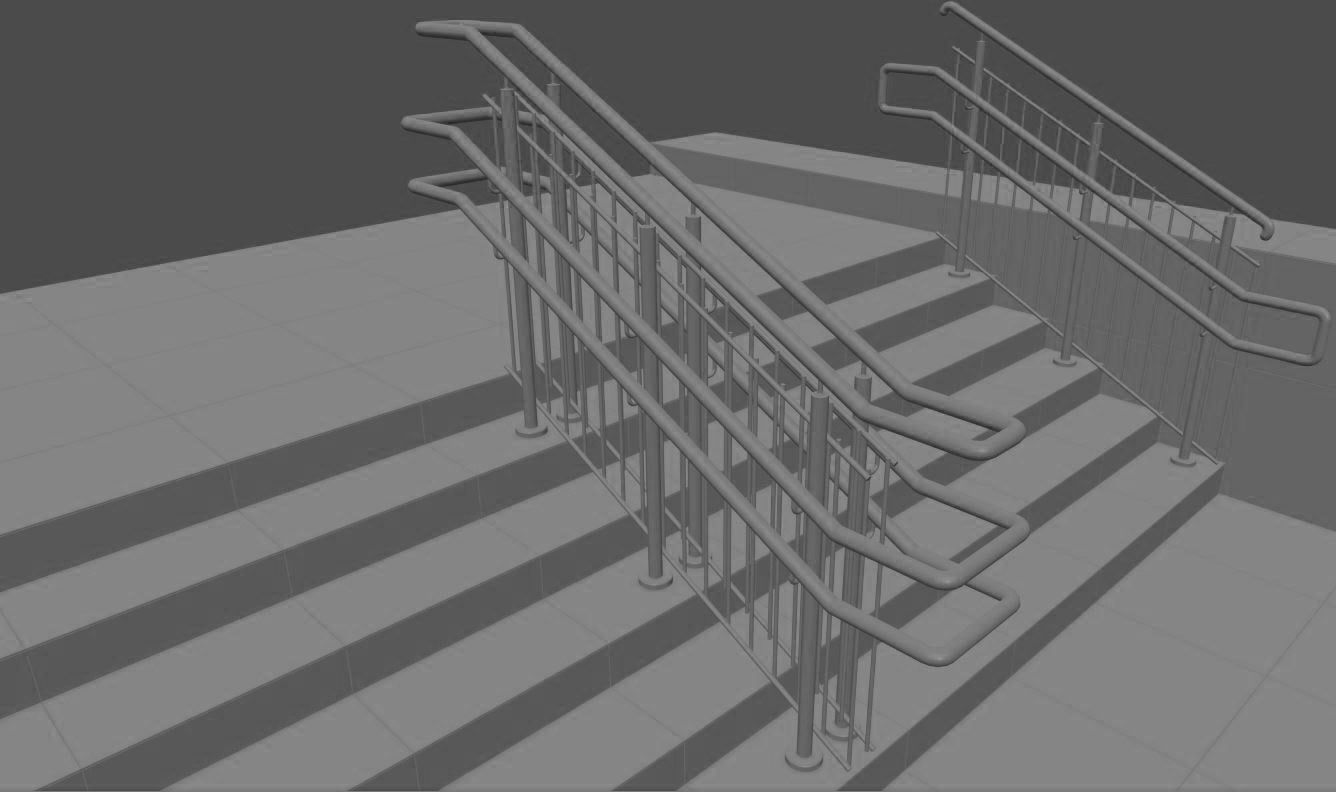 Stairs with ramp 3D model | CGTrader