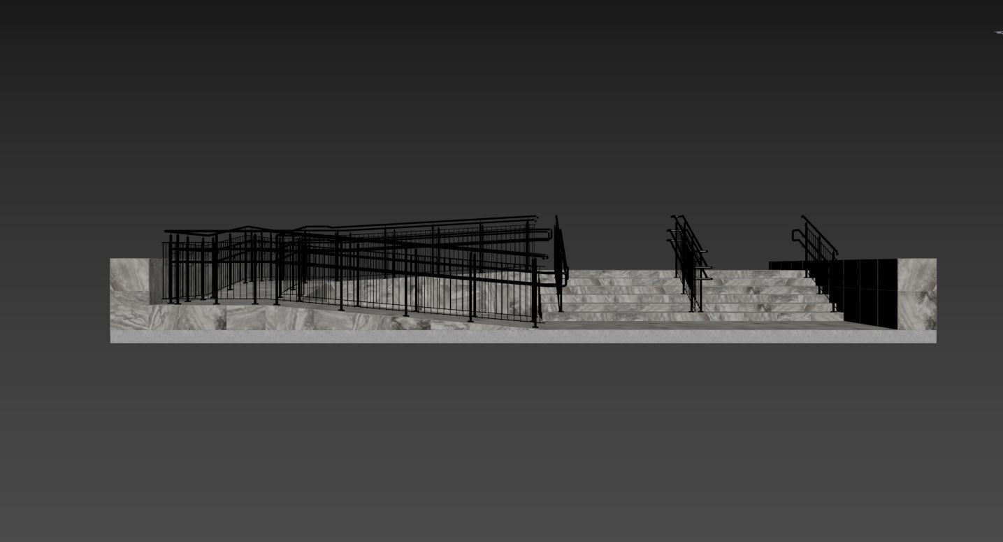 Stairs with ramp 3D model | CGTrader