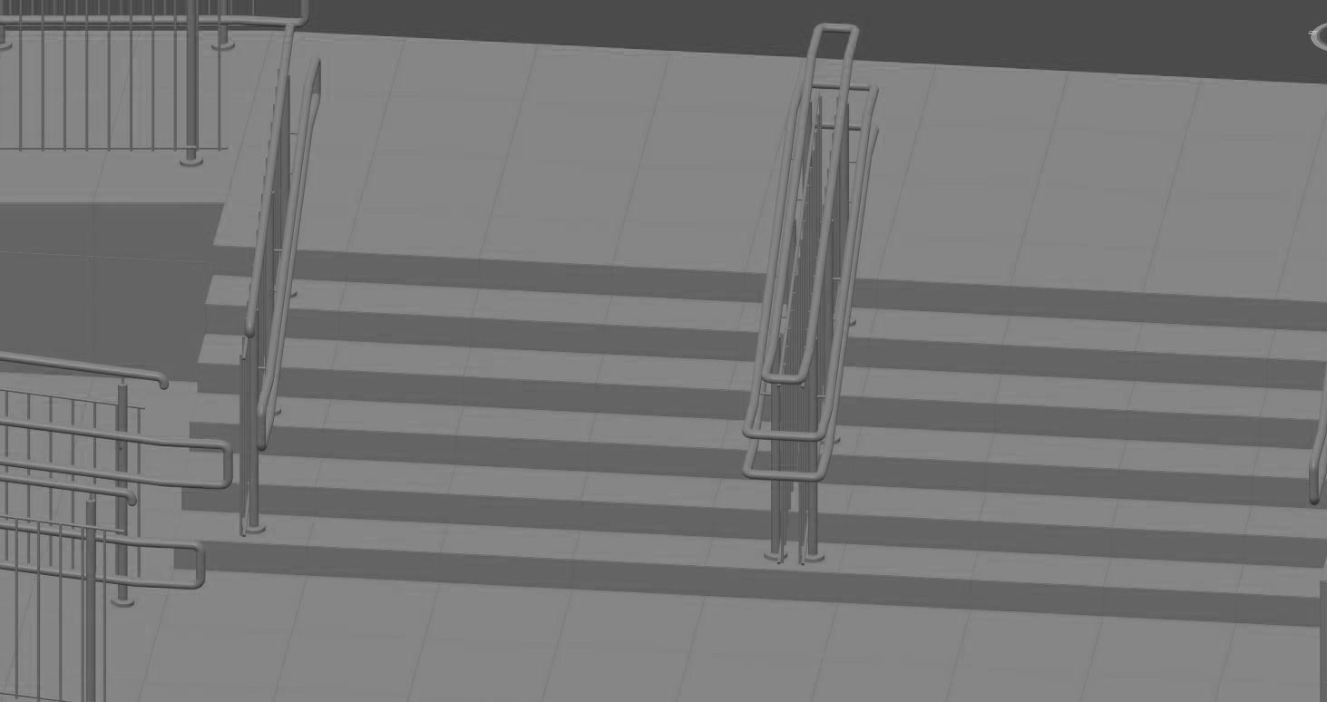 Stairs with ramp 3D model | CGTrader