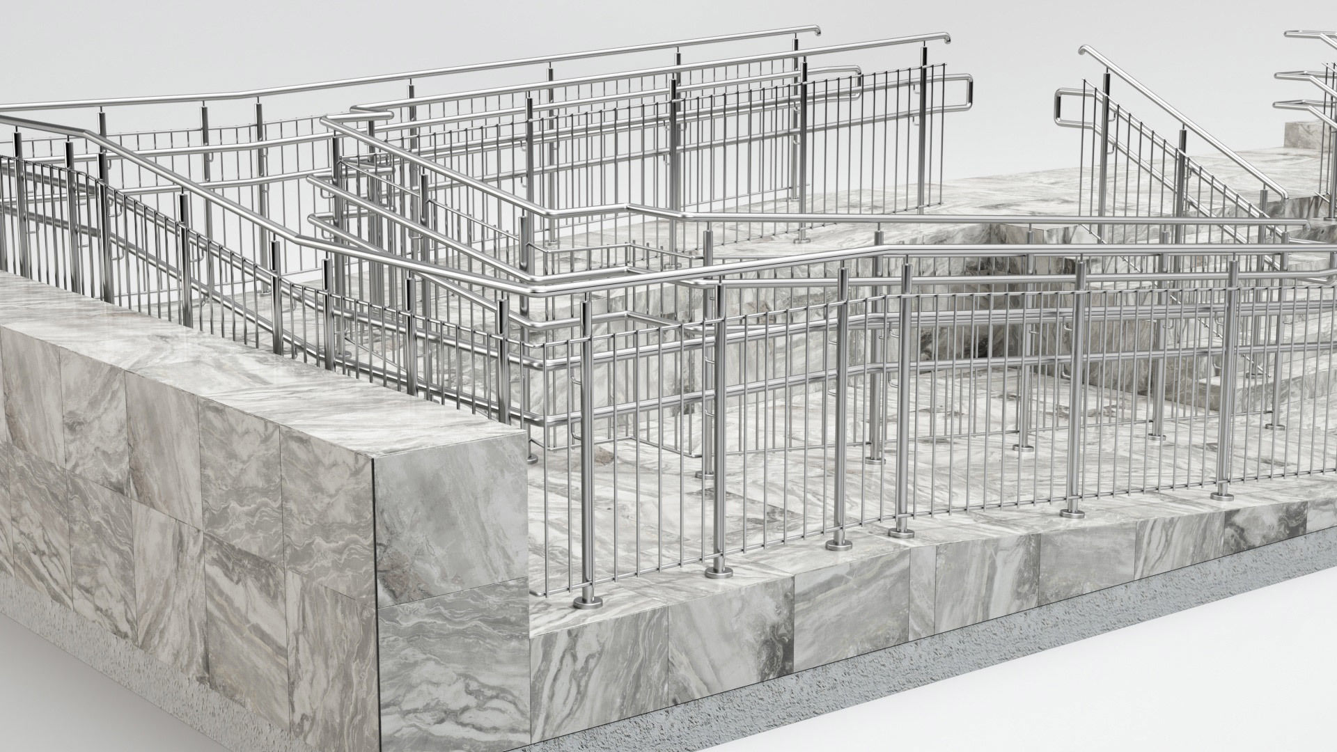 Stairs with ramp 3D model | CGTrader