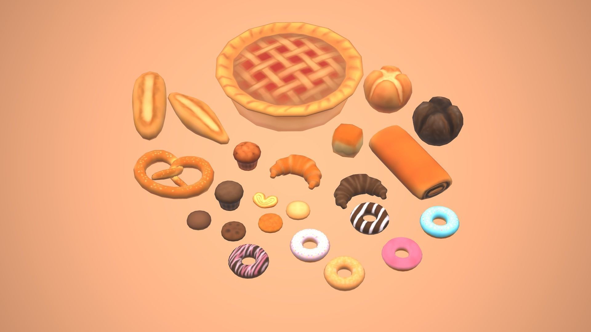 3D model Bakery - Stylized Food Pack VR / AR / low-poly | CGTrader