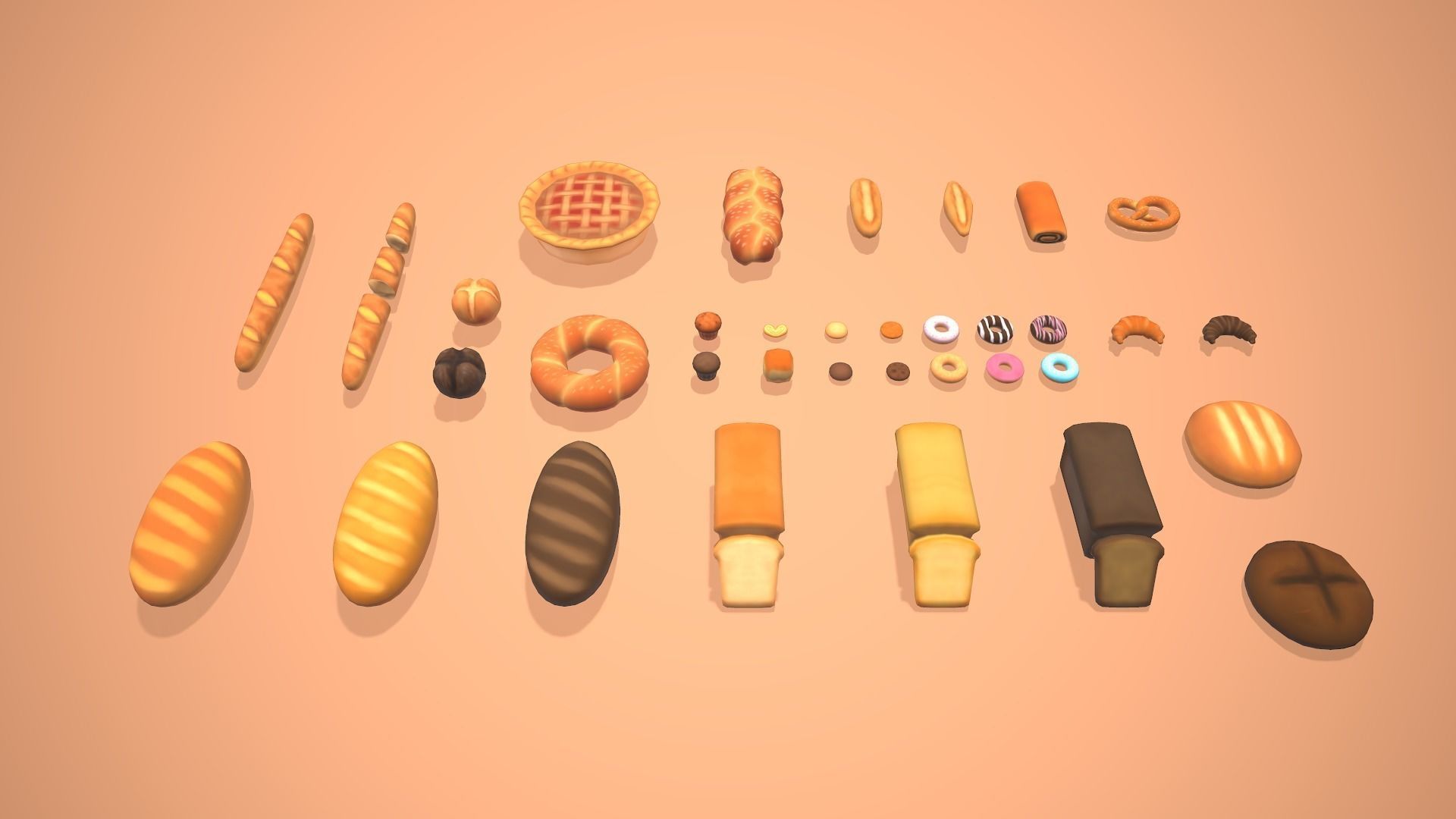 3D model Bakery - Stylized Food Pack VR / AR / low-poly | CGTrader