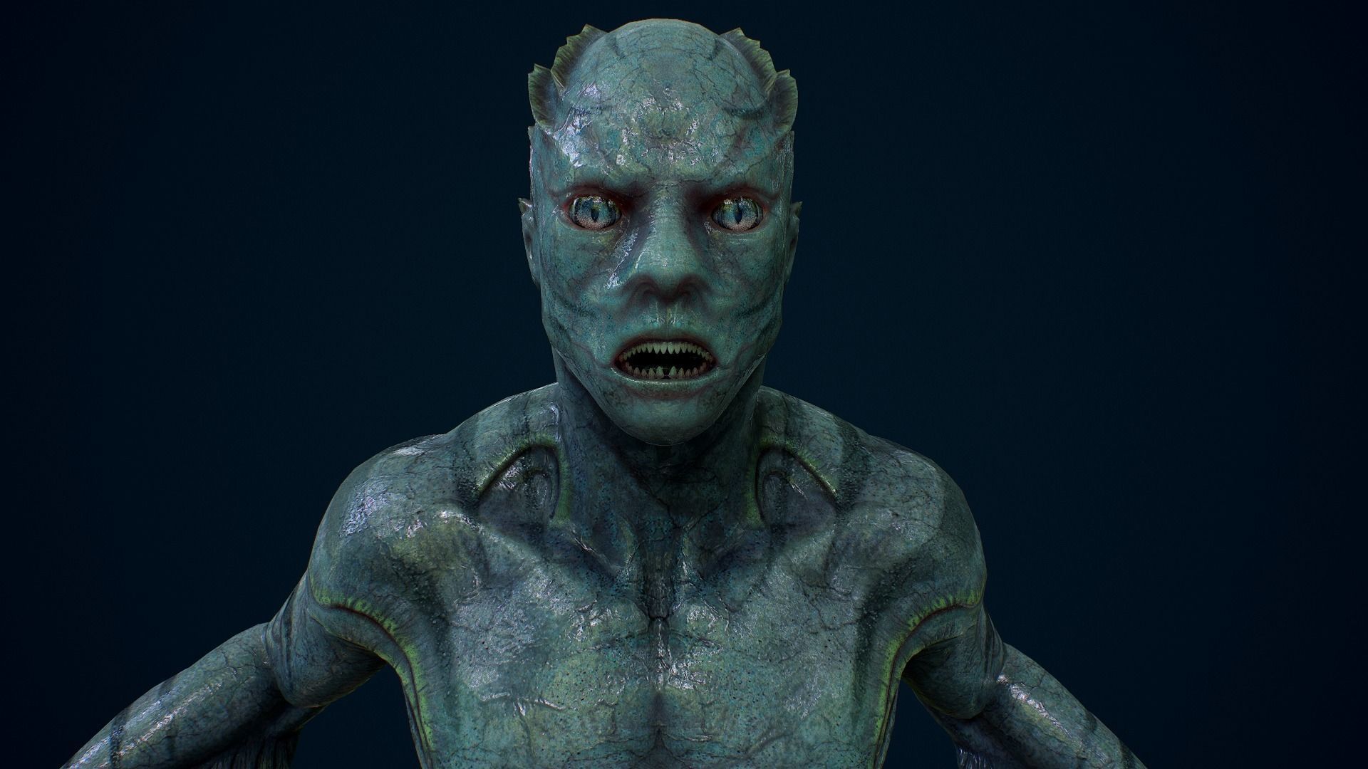 3D model Fish people the deep ones VR / AR / low-poly rigged animated ...