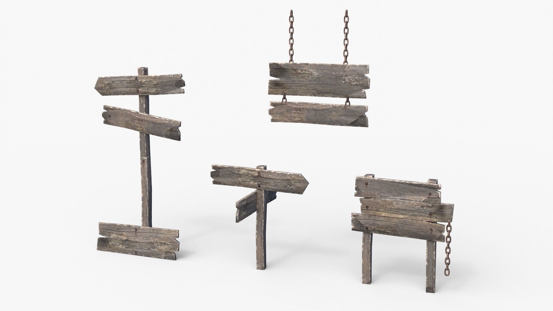 3D model Old Wooden Signs VR / AR / low-poly | CGTrader