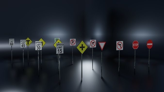 3D model Road signs pack VR / AR / low-poly | CGTrader