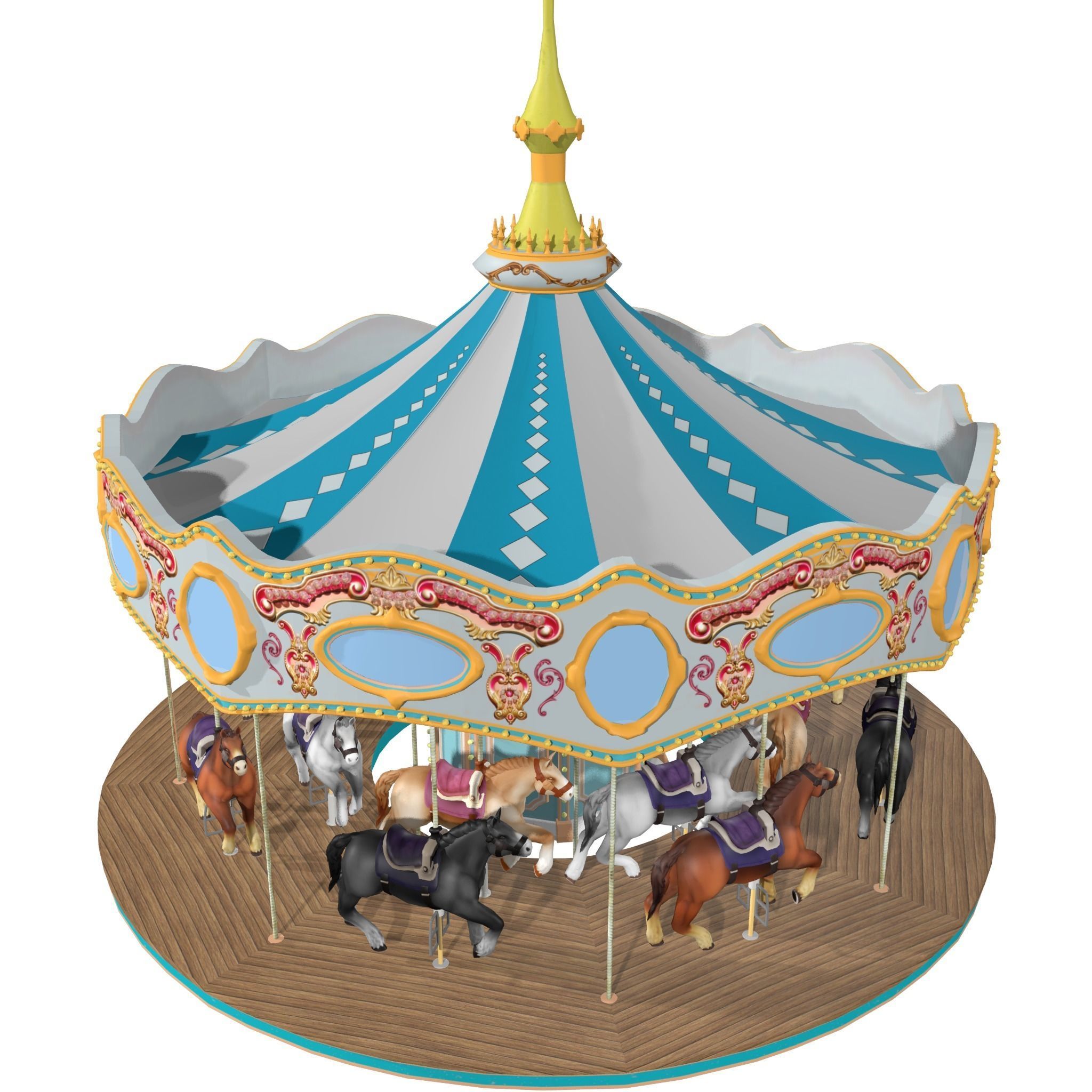 3D model Carousel Rigged VR / AR / low-poly | CGTrader