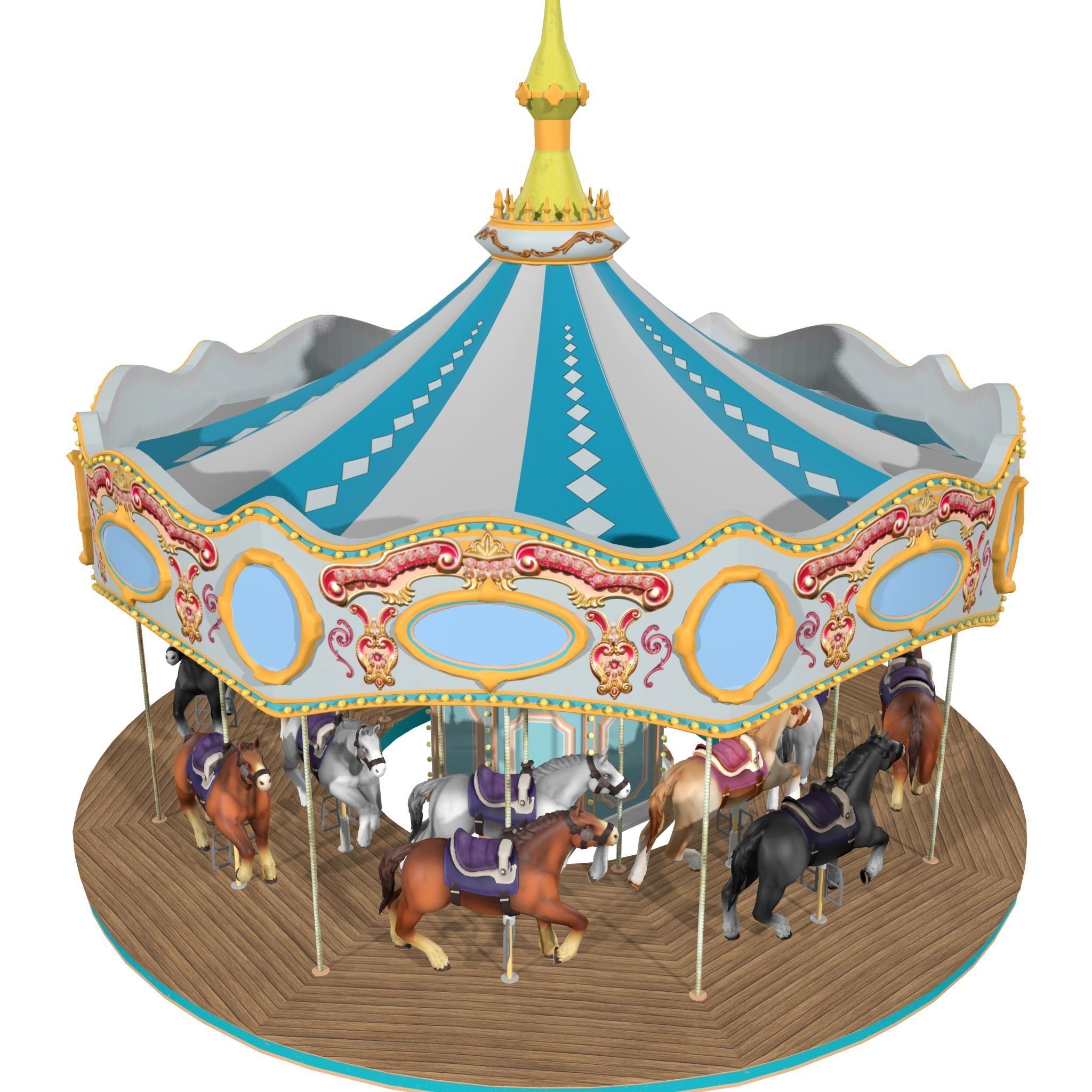 3D model Carousel Rigged VR / AR / low-poly | CGTrader