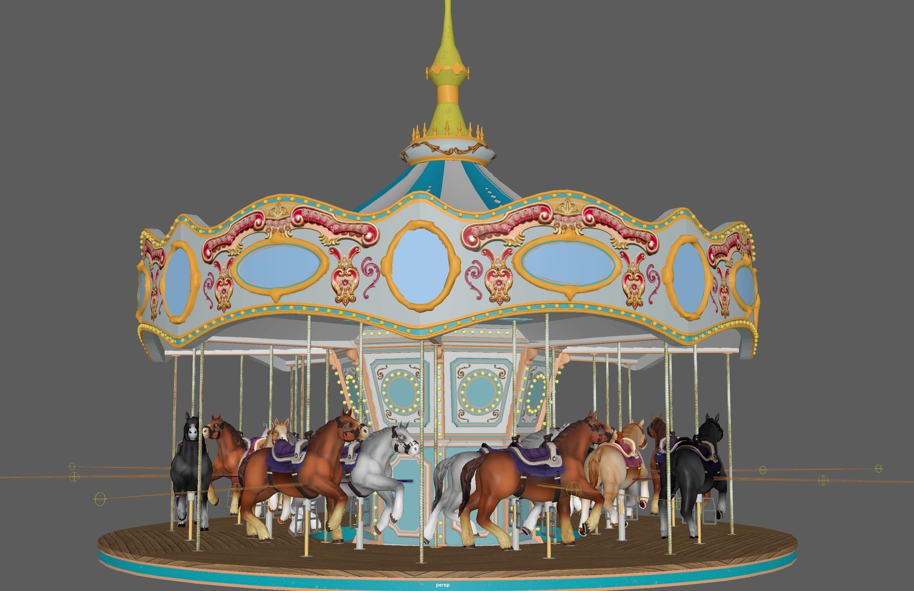 3D model Carousel Rigged VR / AR / low-poly | CGTrader