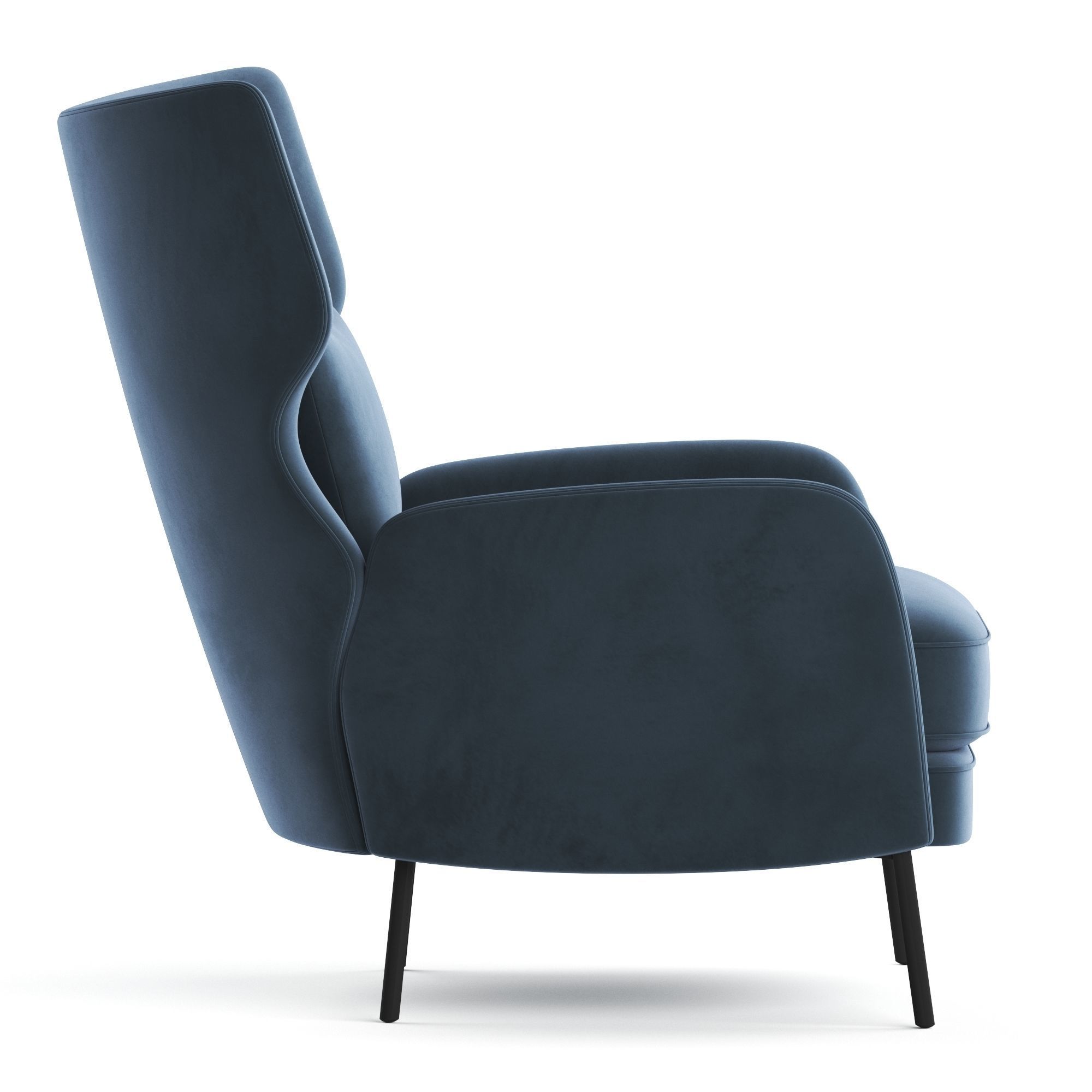 Alex Navy Blue Velvet Accent Chair 3D model | CGTrader
