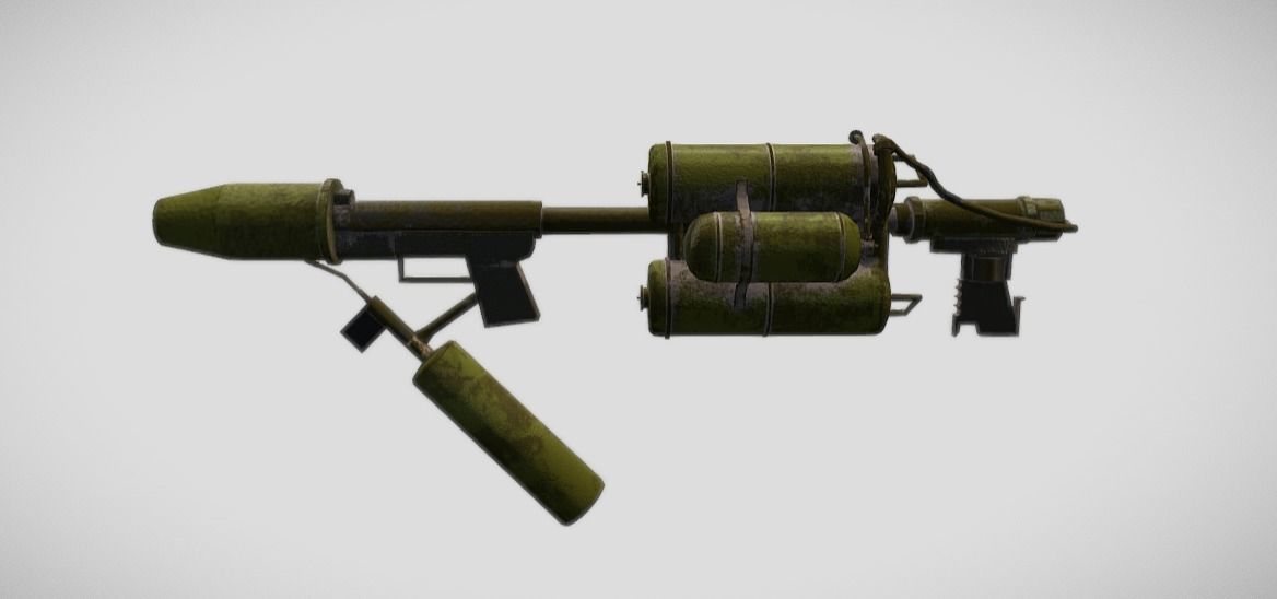 3D model FlameThrower LOW-POLY grenade launcher VR / AR / low-poly ...