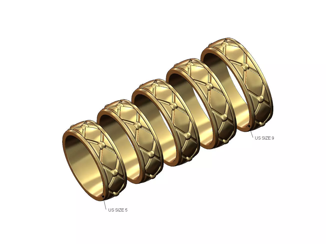 Beaded cross diamond engraving band US sizes 5to9 3D model 3D printable ...