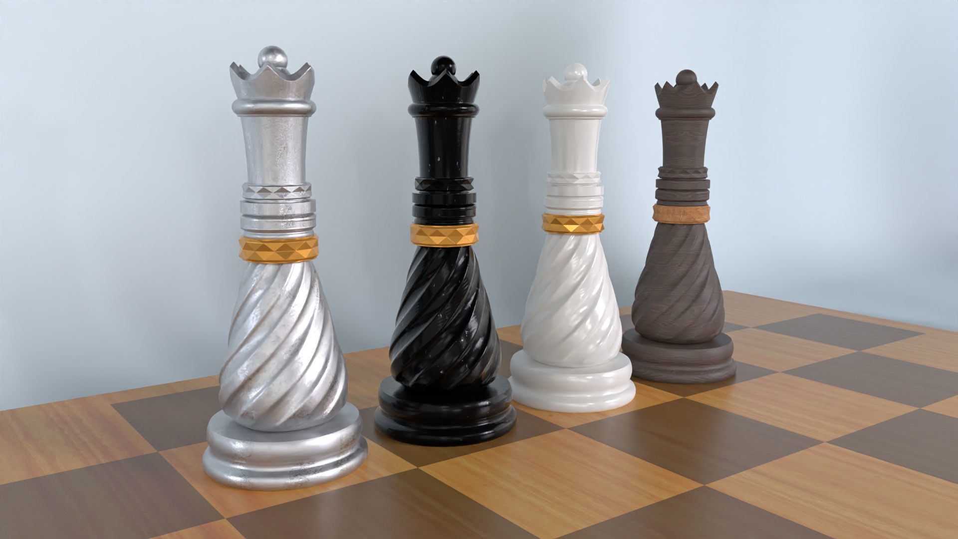 Queen 3D Luxury Chess Pieces 3D Print Model 3D model 3D printable ...