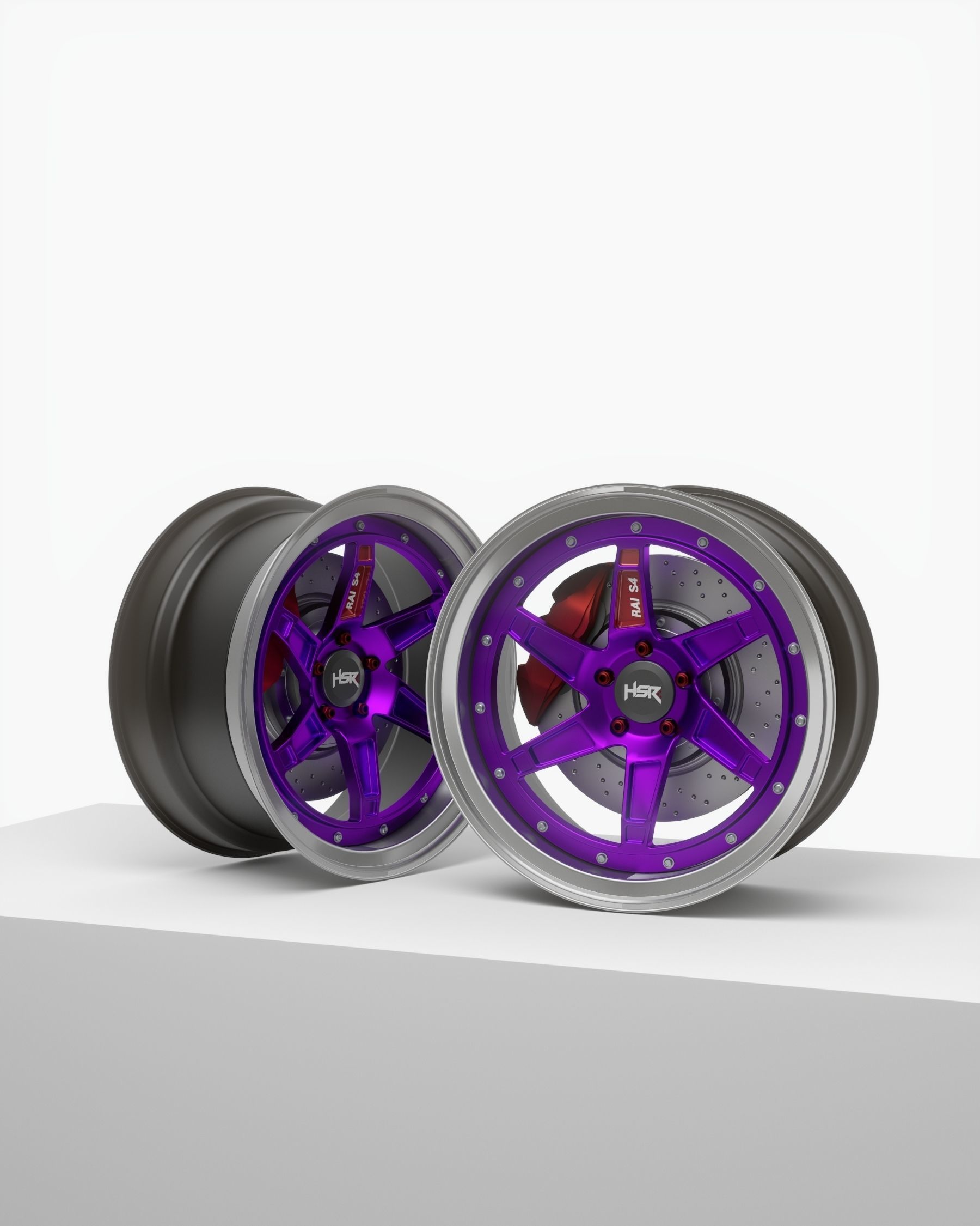 HSR Rai S4 3 piece Rims wheels tire 3D model | CGTrader