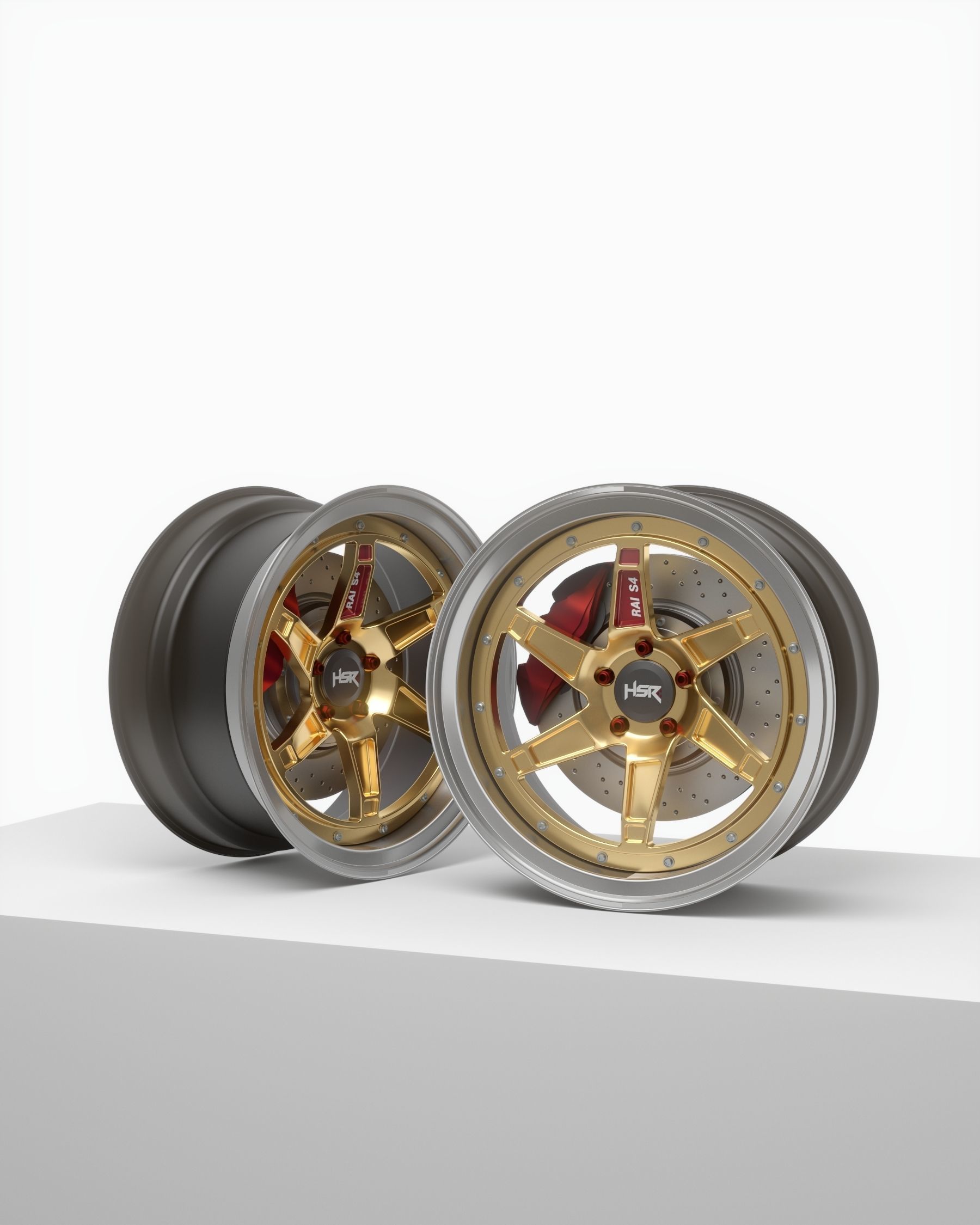 HSR Rai S4 3 piece Rims wheels tire 3D model | CGTrader