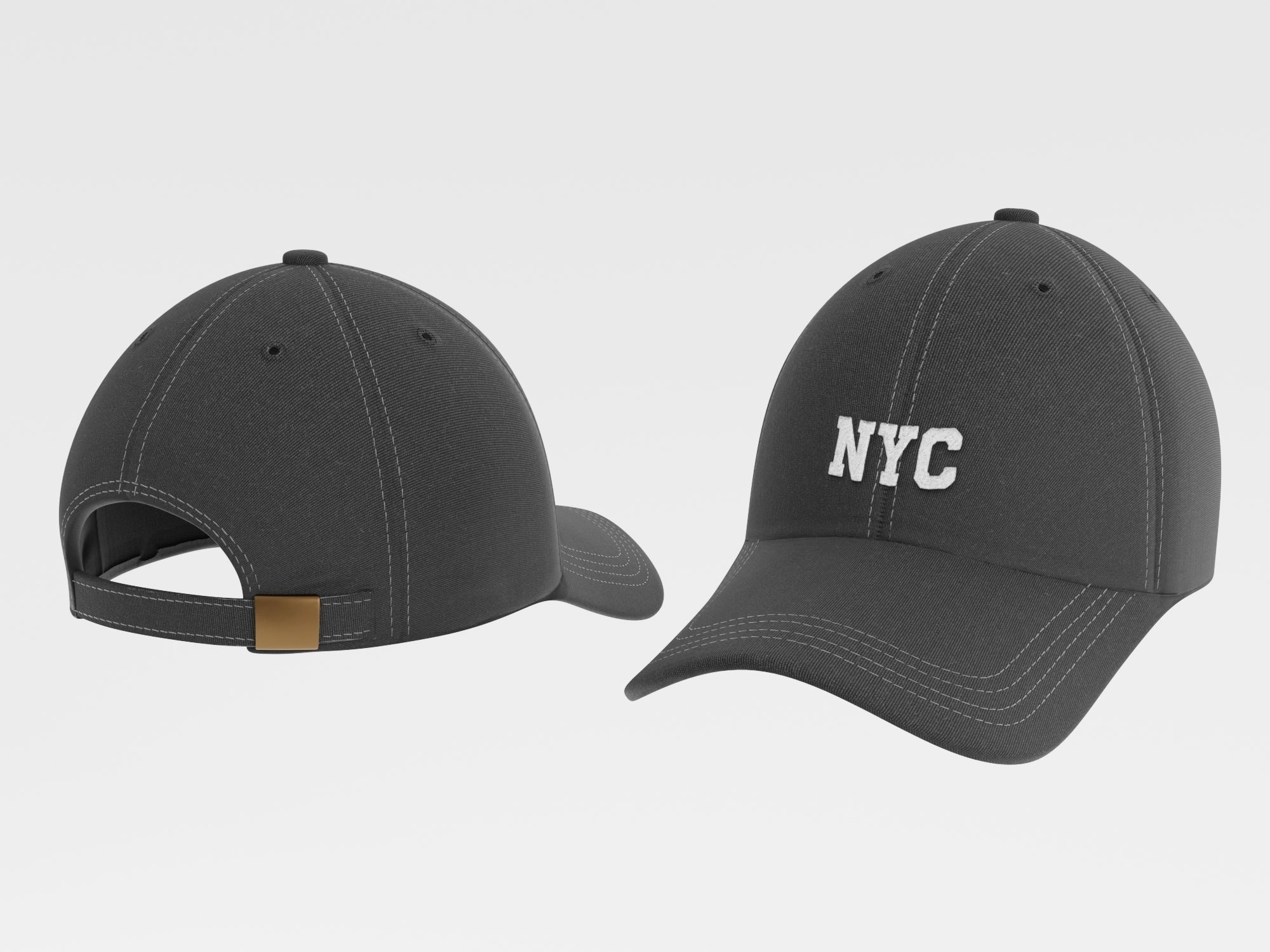 3D model Baseball Cap Embroidery NYC - PBR textures 4K Black VR / AR ...