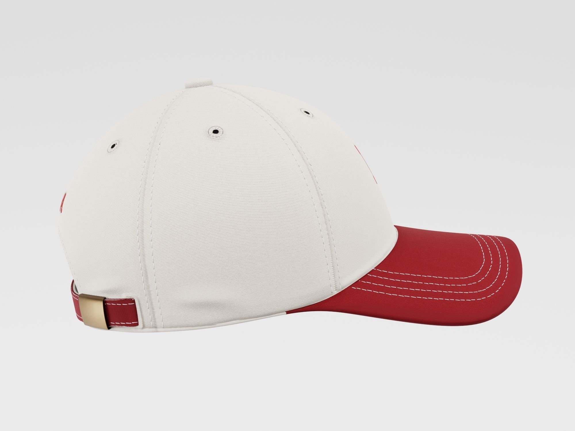 3D model Baseball Cap Embroidery LA - PBR textures 4K White Red VR / AR ...