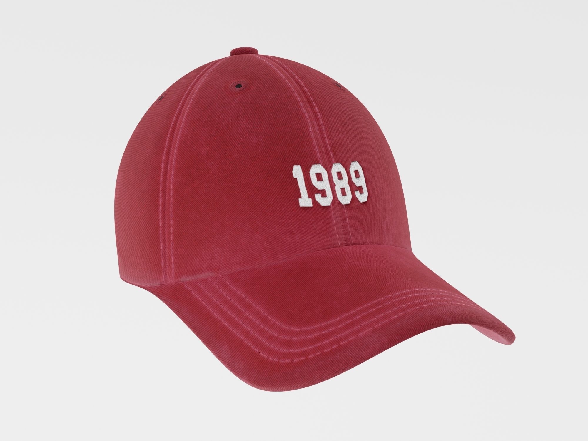 3D model Baseball Cap Embroidery 1989 - PBR textures 4K Red VR / AR ...