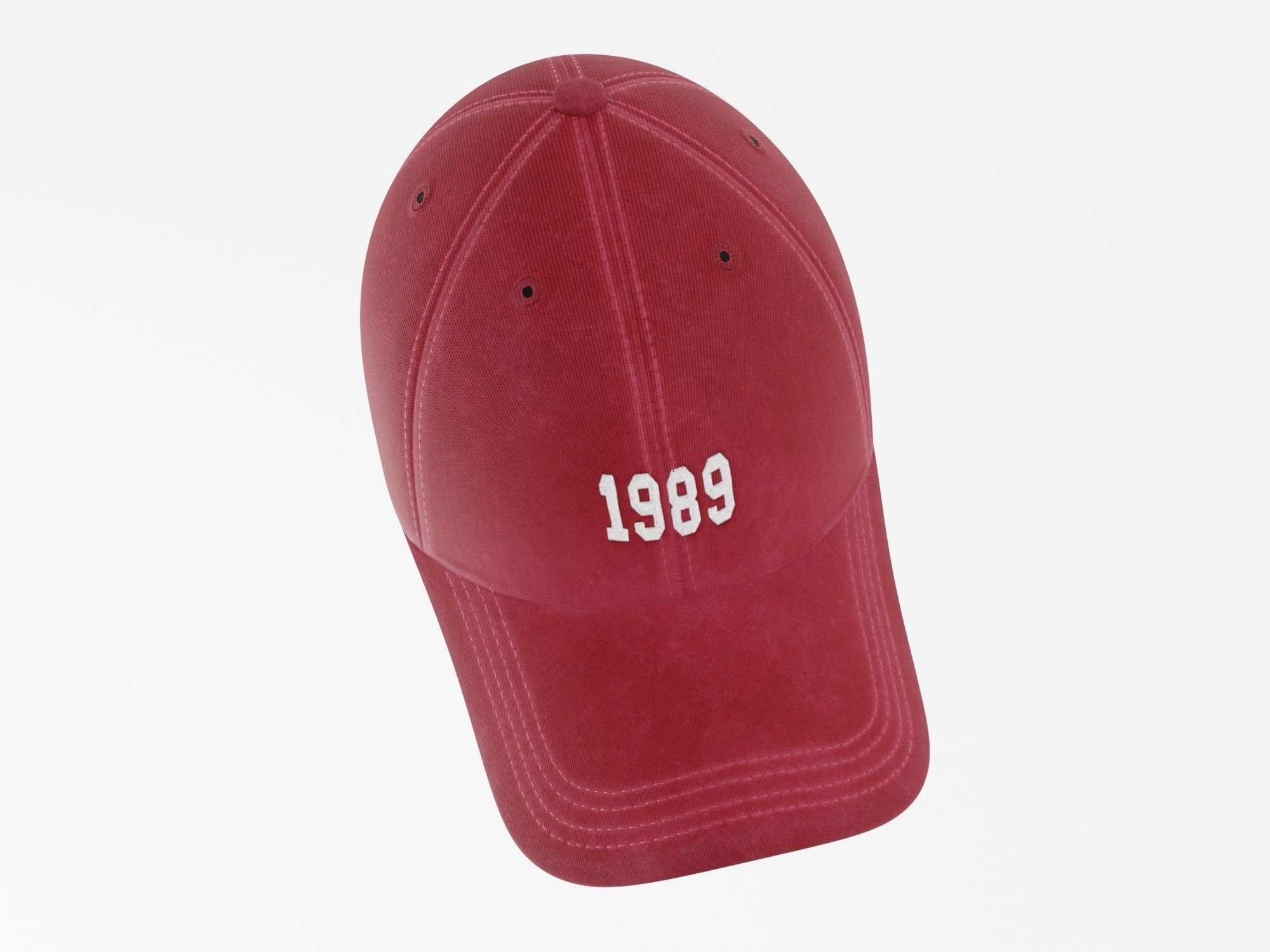 3D model Baseball Cap Embroidery 1989 - PBR textures 4K Red VR / AR ...