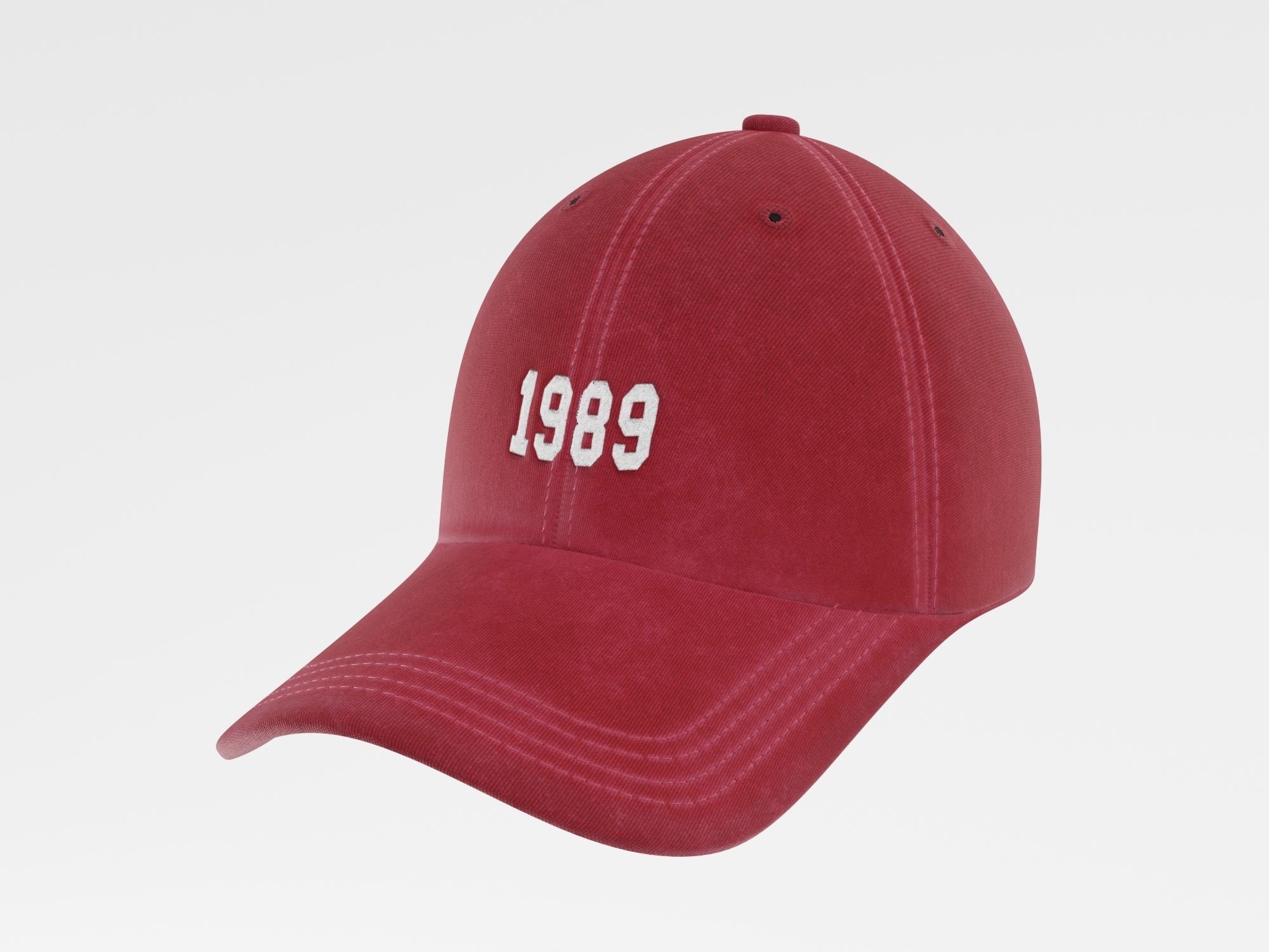 3D model Baseball Cap Embroidery 1989 - PBR textures 4K Red VR / AR ...