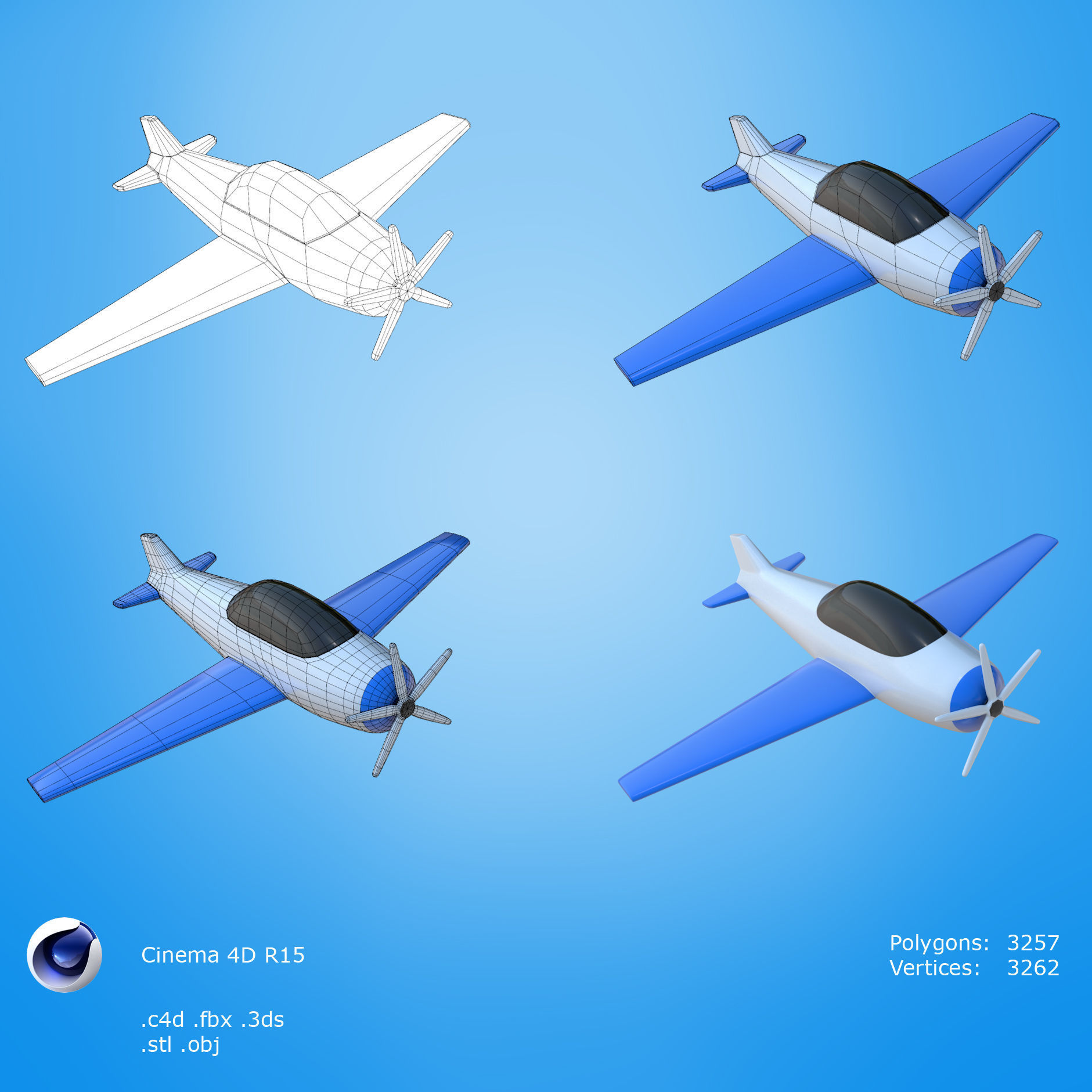 light - engine aircraft 3D model 3D printable | CGTrader