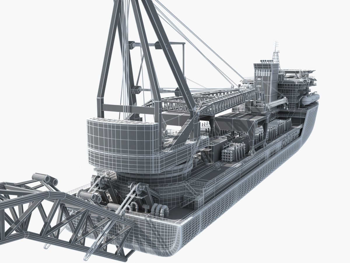 Deep water pipe laying crane 3D model | CGTrader