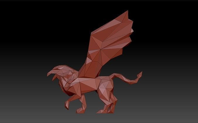 Low poly griffin dragon with wings 3D model 3D printable | CGTrader