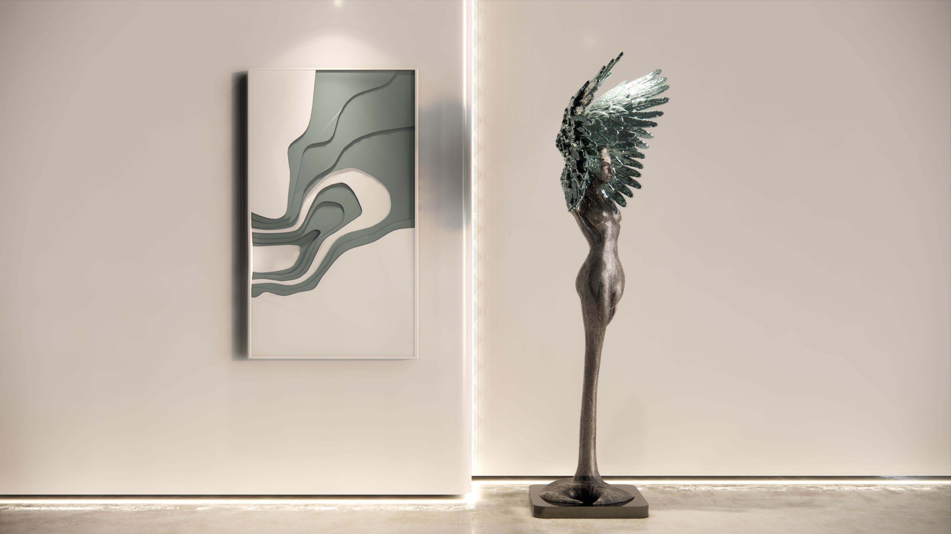 modern figure wings sculpture 3D model | CGTrader