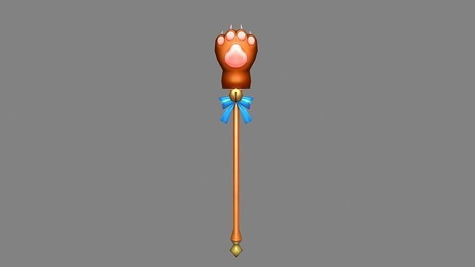 3D model Bear Paw Staff - bear claw scepter - mage weapon VR / AR / low ...