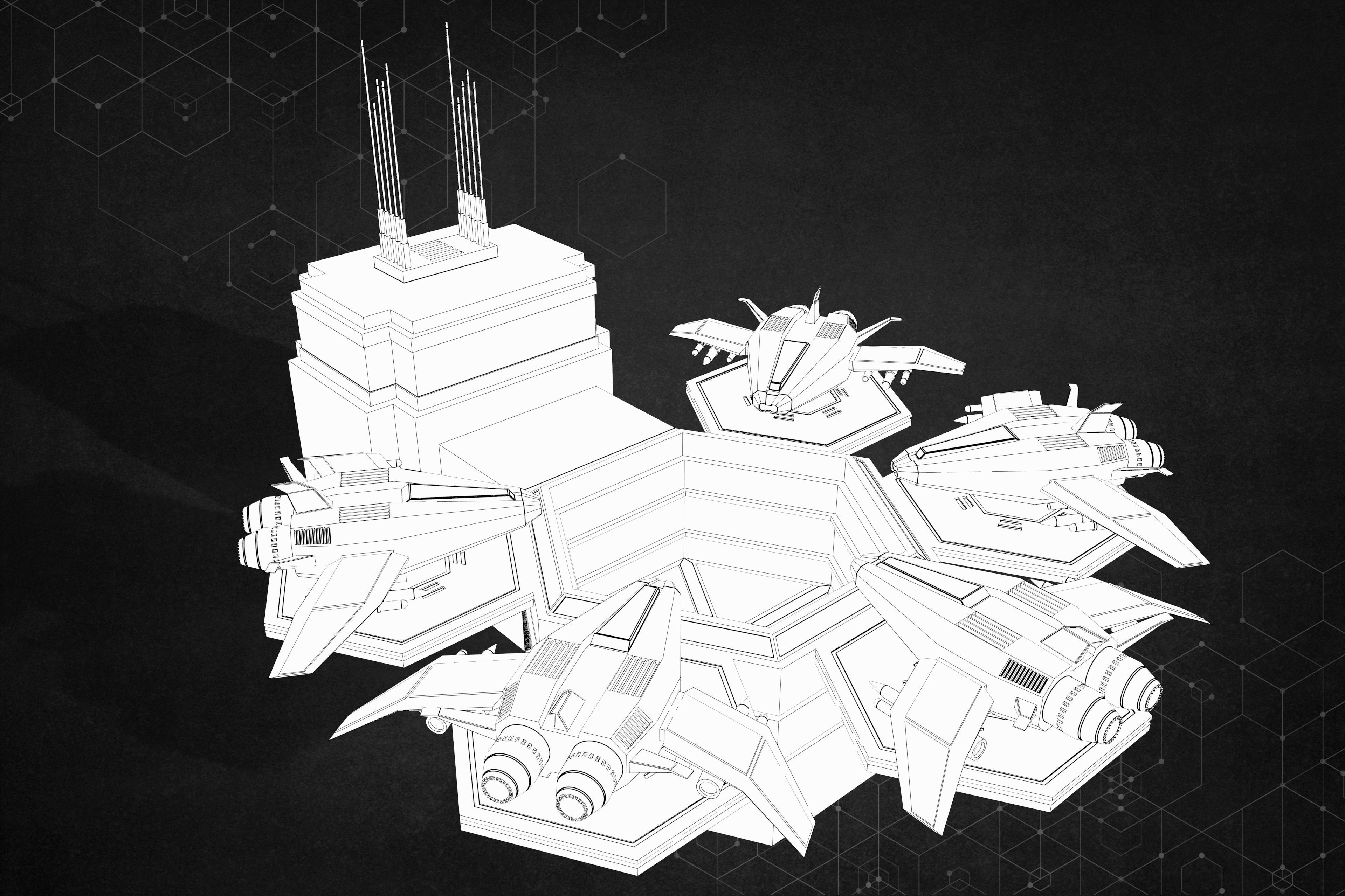 Sci-Fi Space-Ship Base 3D model | CGTrader