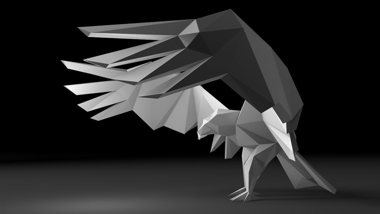 Low Poly Eagle origami 3D model 3D printable | CGTrader
