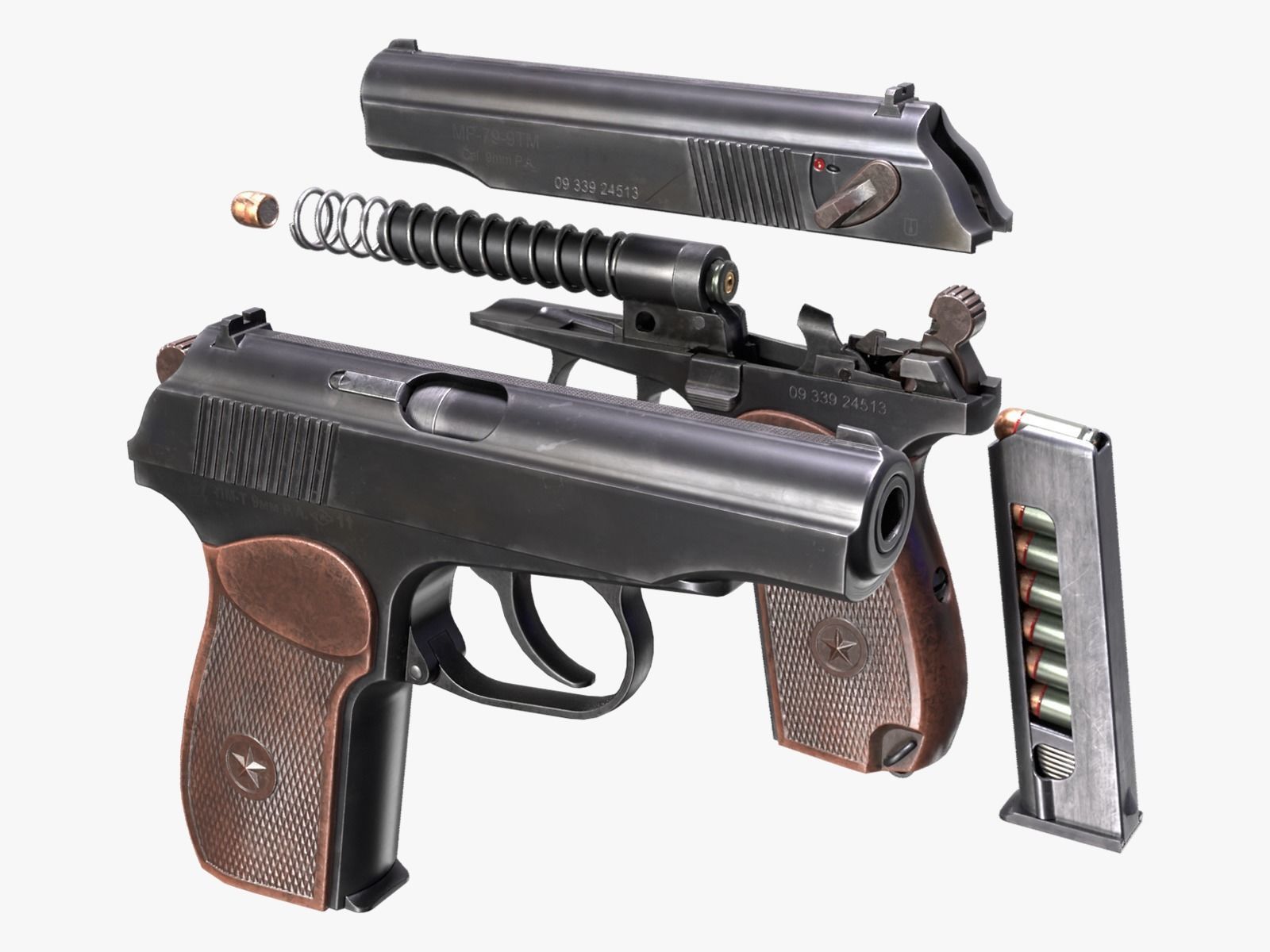 3D model Makarov gun disassemble VR / AR / low-poly | CGTrader