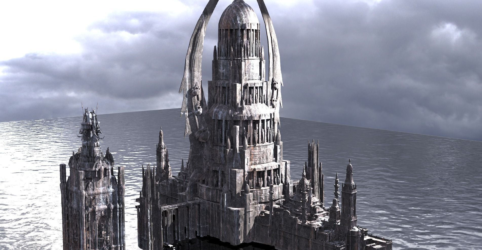 Dark Wizard Skeleton Tower Scull Dome 3D model | CGTrader