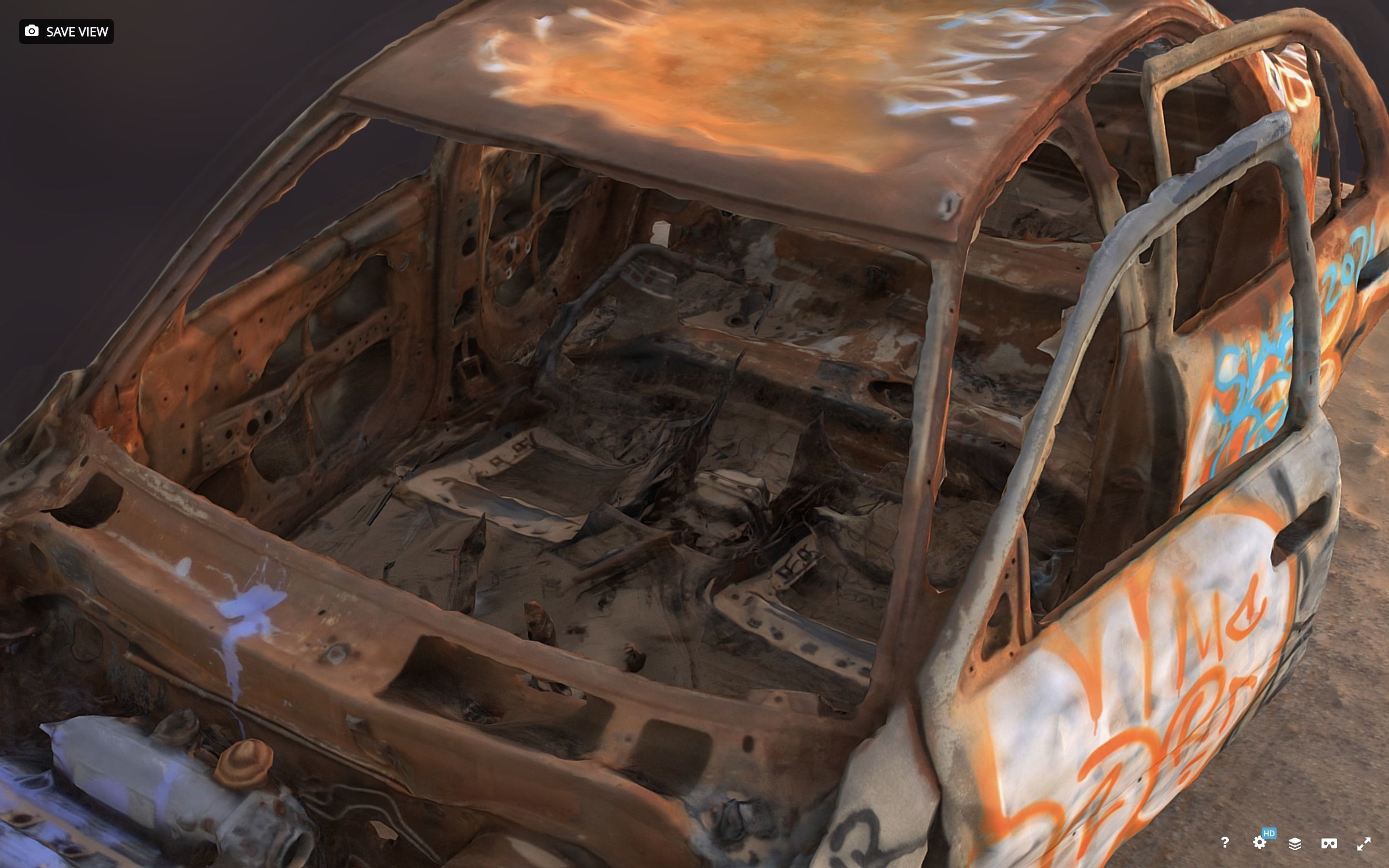 Destroyed graffiti car burned scan junk scrap 3D model | CGTrader