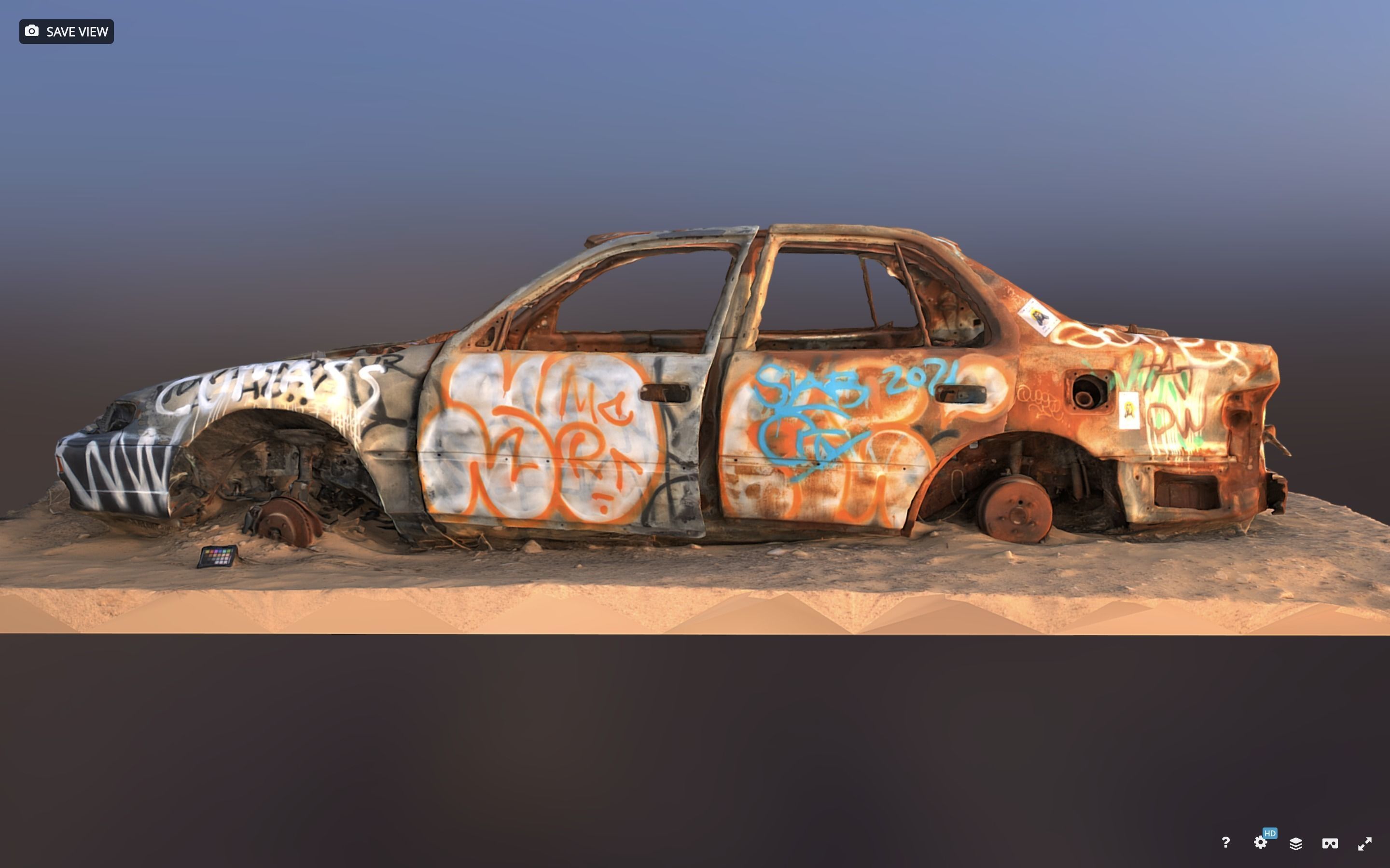 Destroyed graffiti car burned scan junk scrap 3D model | CGTrader