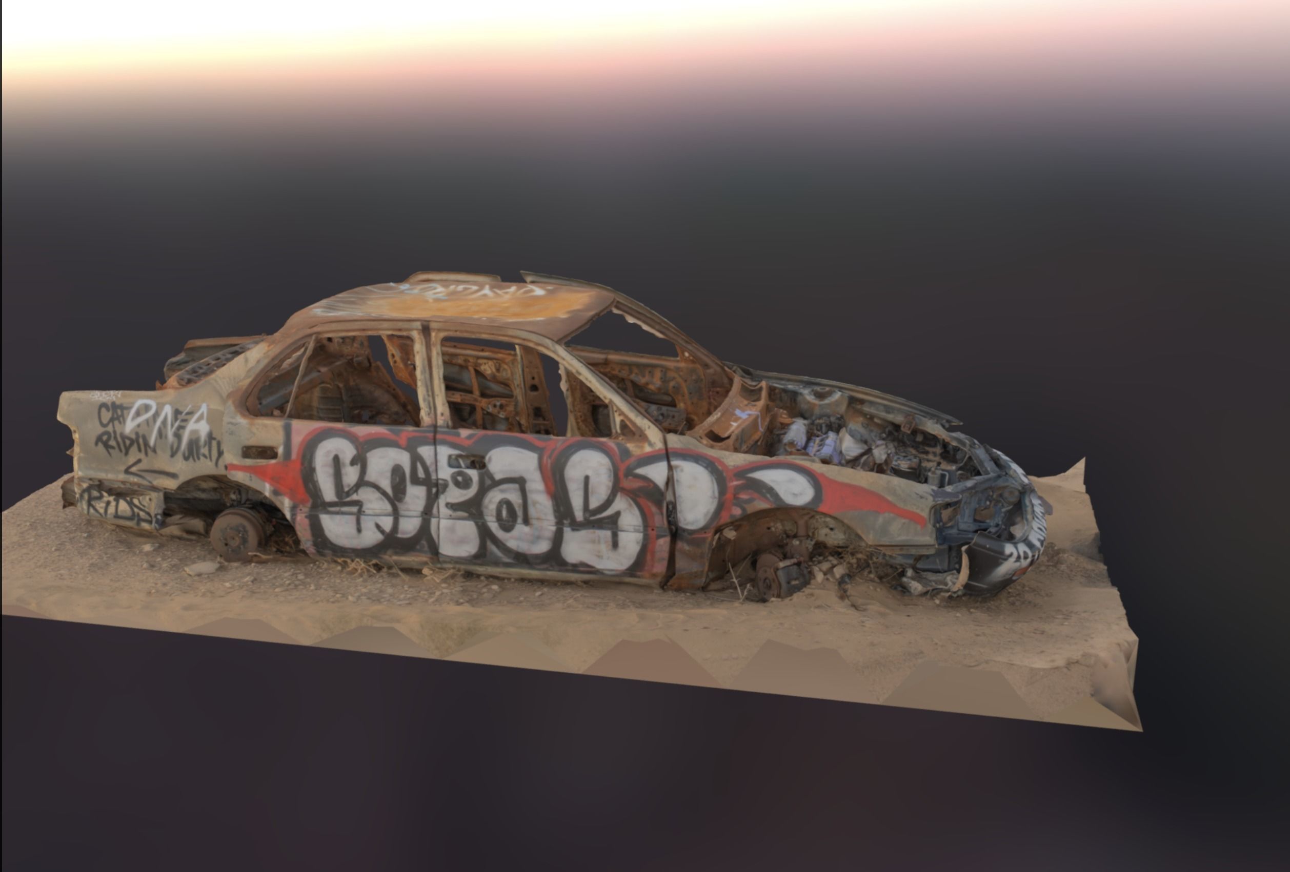 Destroyed graffiti car burned scan junk scrap 3D model | CGTrader