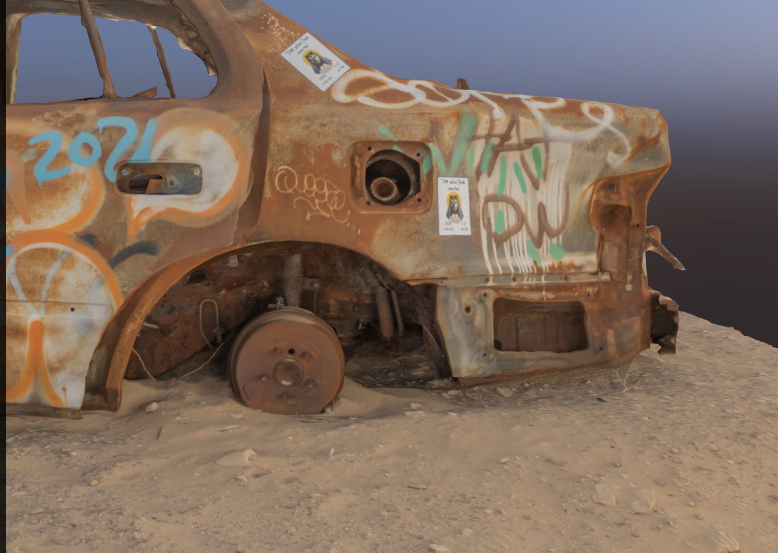 Destroyed graffiti car burned scan junk scrap 3D model | CGTrader
