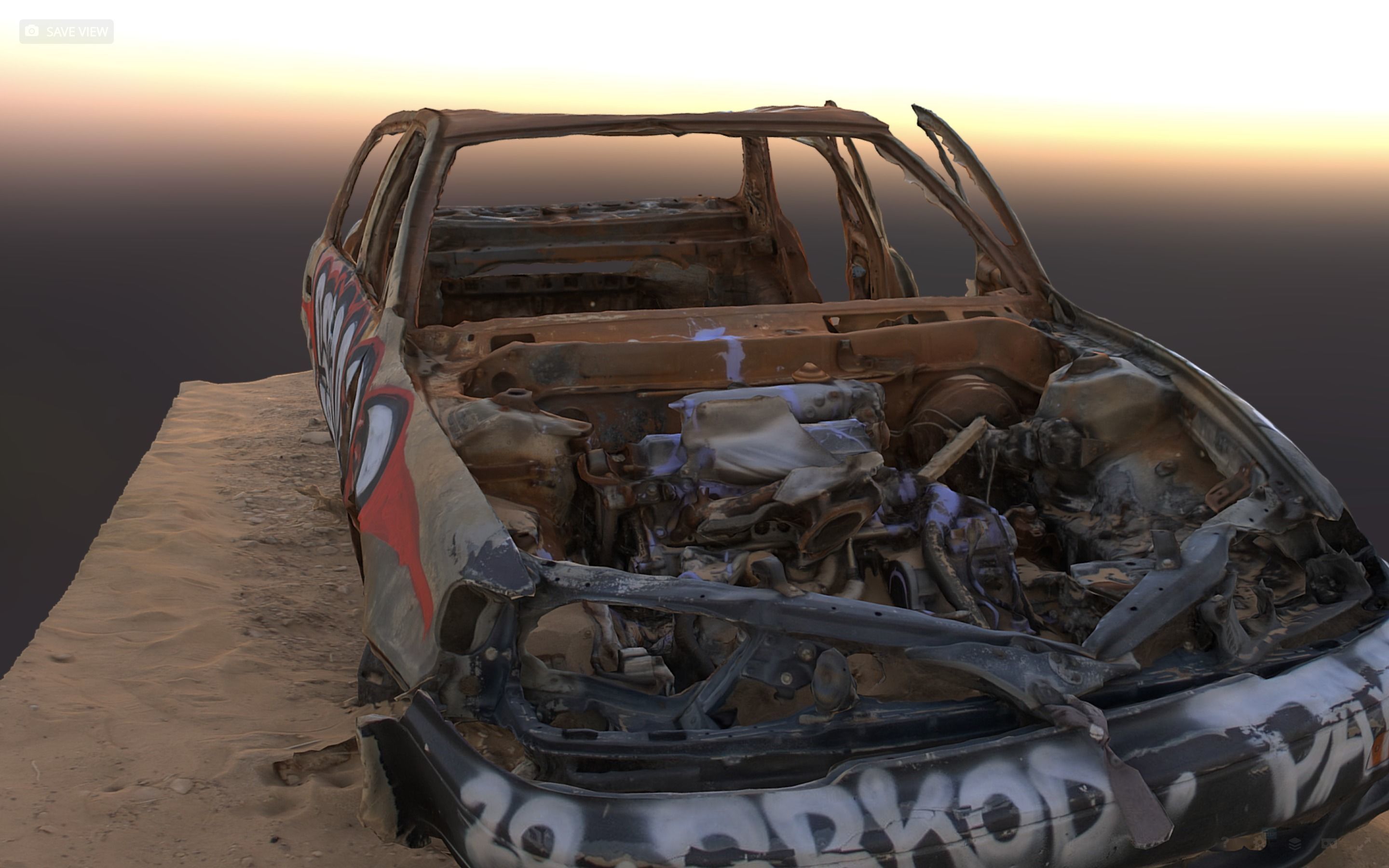 Destroyed graffiti car burned scan junk scrap 3D model | CGTrader