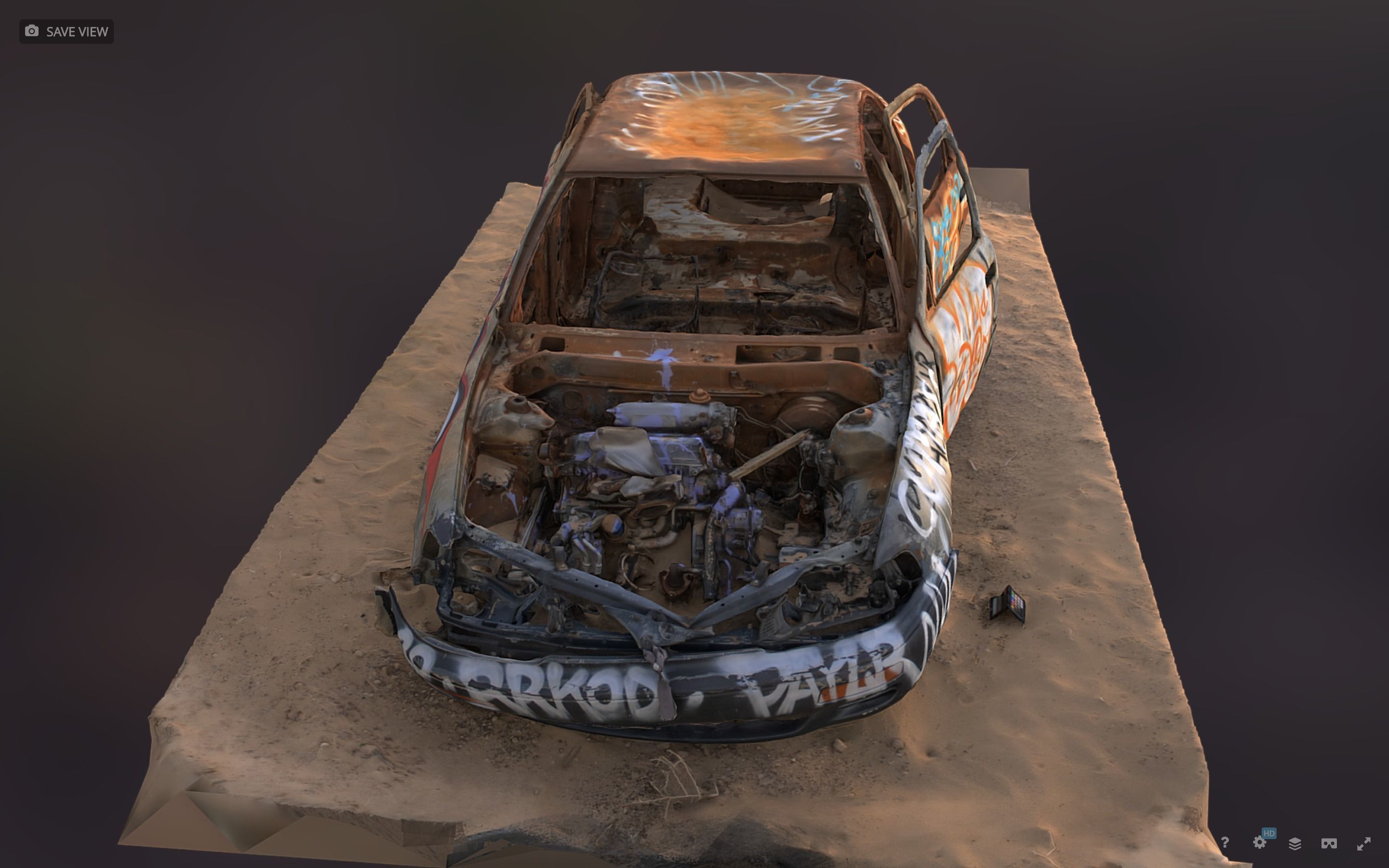Destroyed graffiti car burned scan junk scrap 3D model | CGTrader