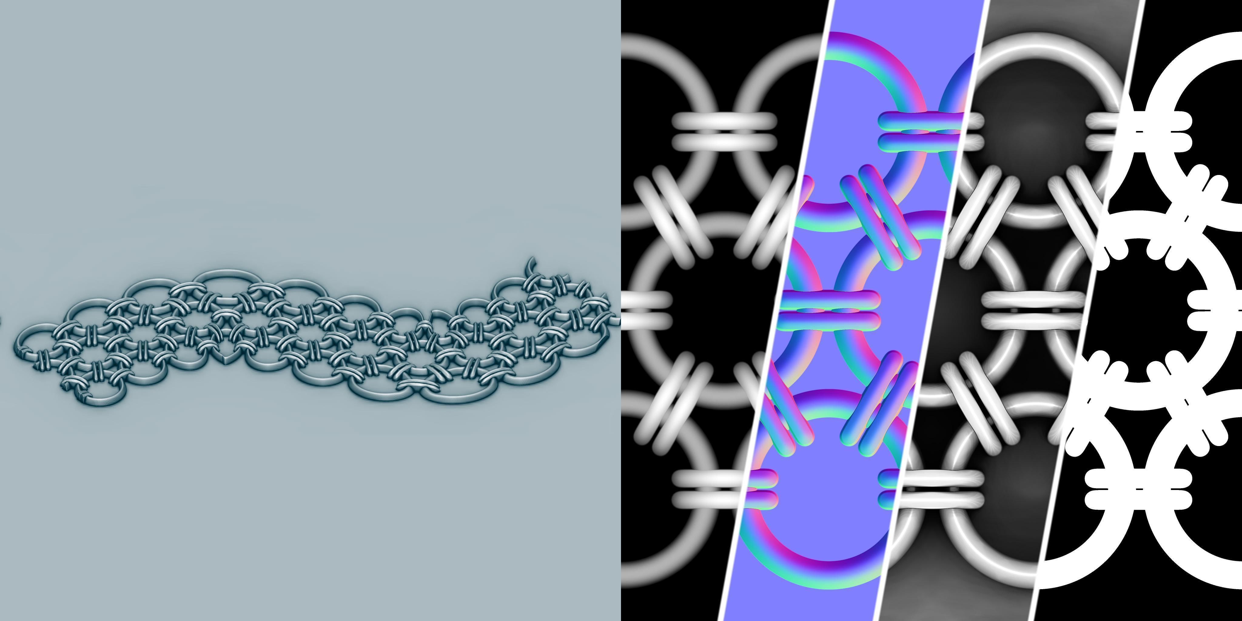 Texture Chainmail Trims Alpha Pack - PNG - 4K - SBSAR VR / AR / low ...