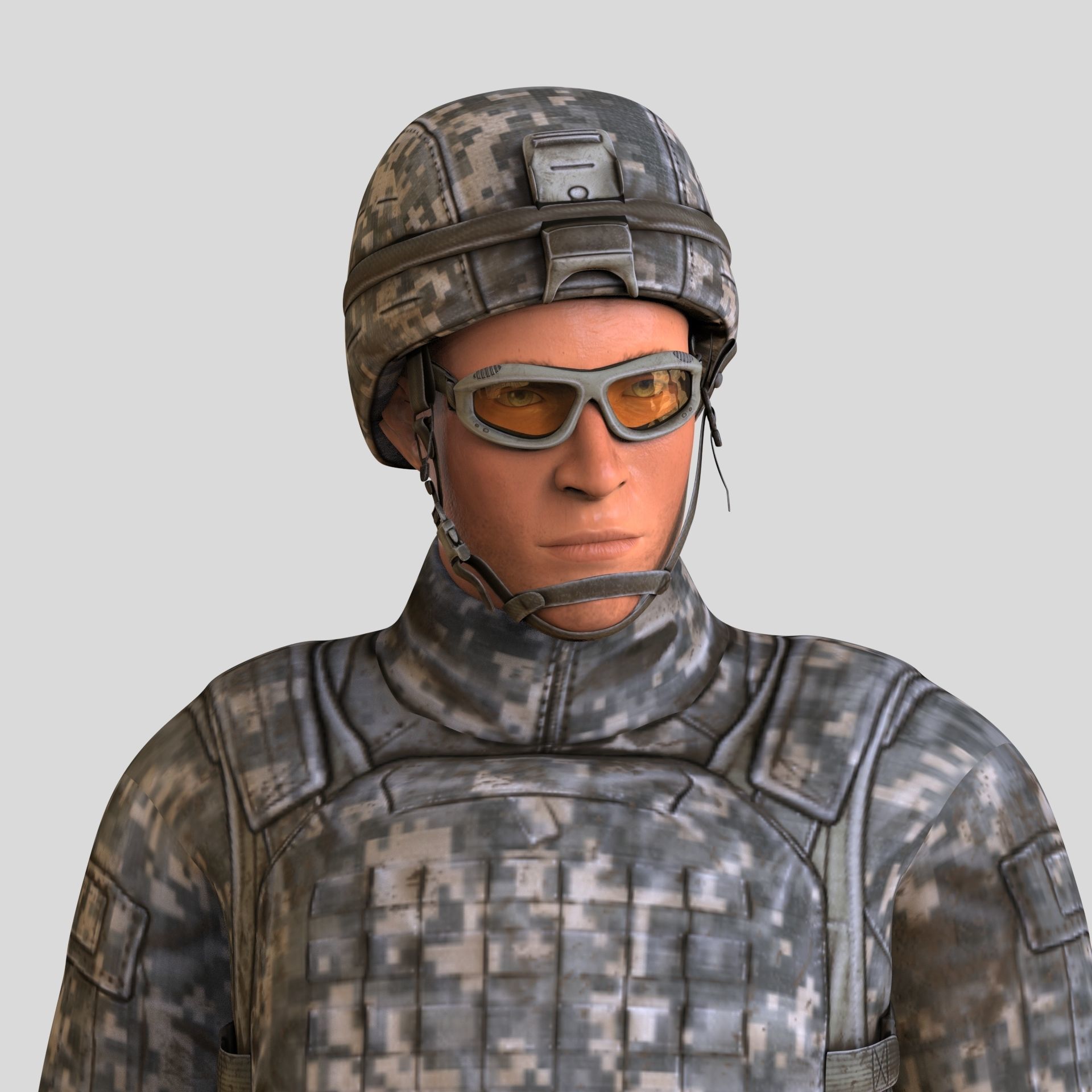 3D model Military Soldier man Realistic Rigged VR / AR / low-poly ...