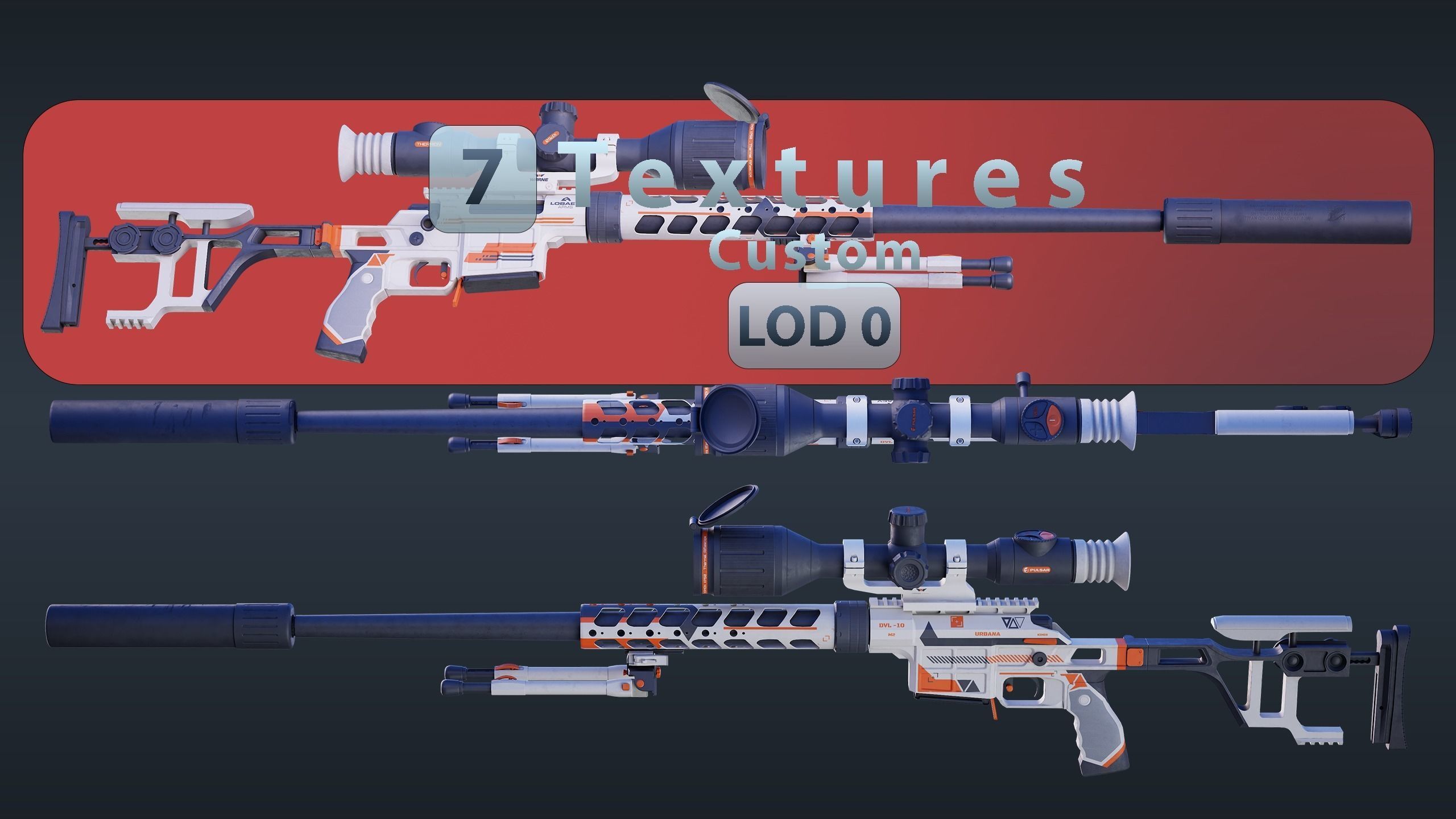 3D model Sniper Rifle DVL-10-M2-Urbana - 5 Attachments - Vol - 00 VR ...