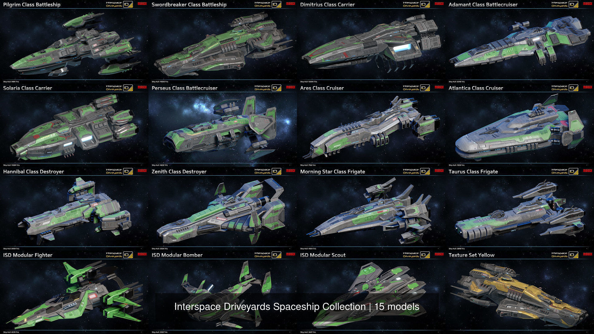 Interspace Driveyards Spaceship Collection | CGTrader