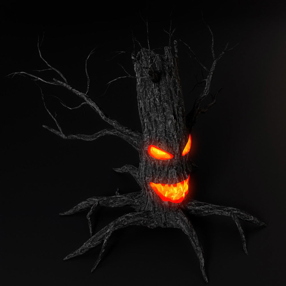 3D model Spooky tree with glowing mouth low poly 3d model 1 VR / AR ...